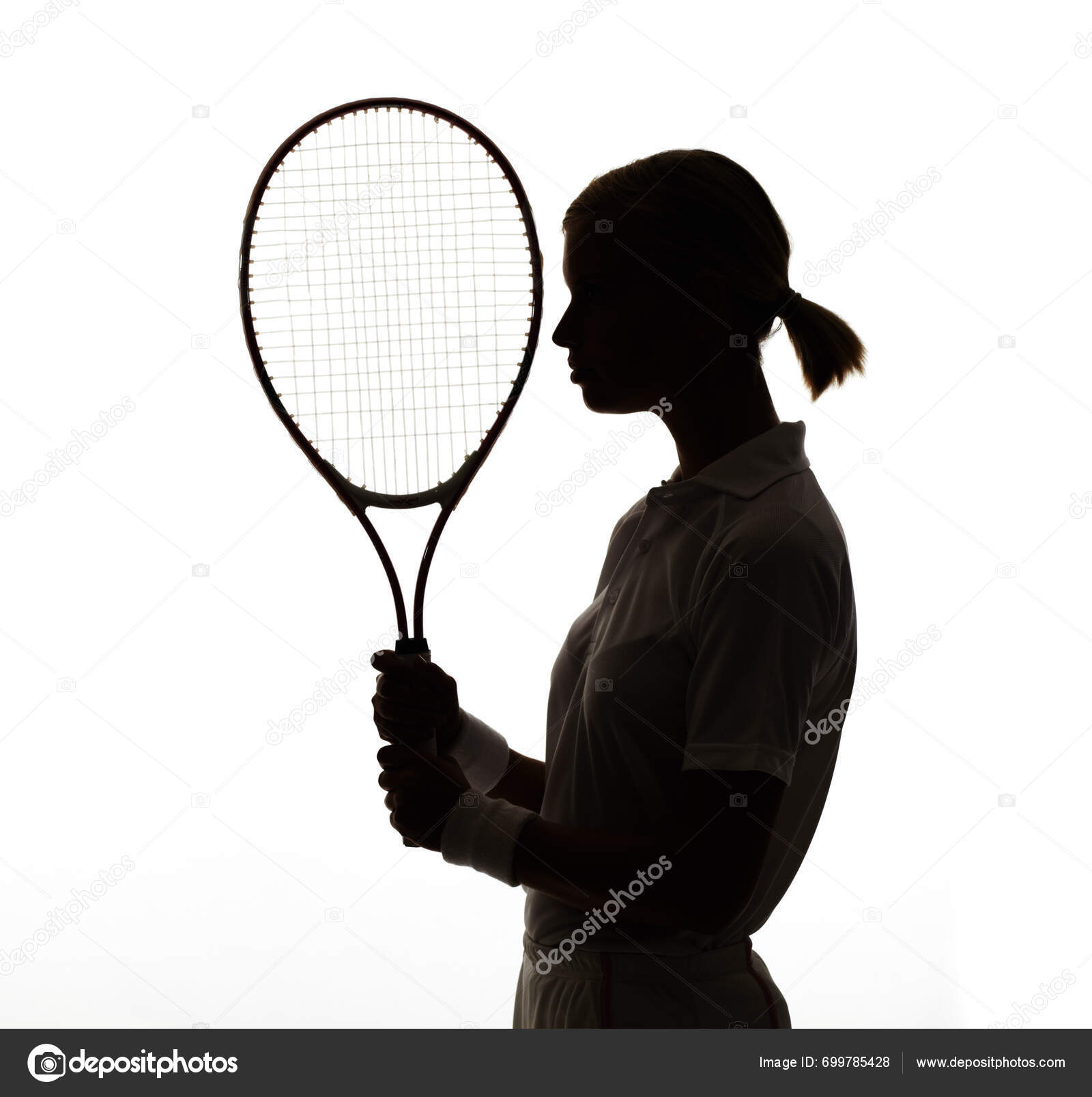 Silhouette Woman Racket Studio Tennis Sports Competition Contest White ...