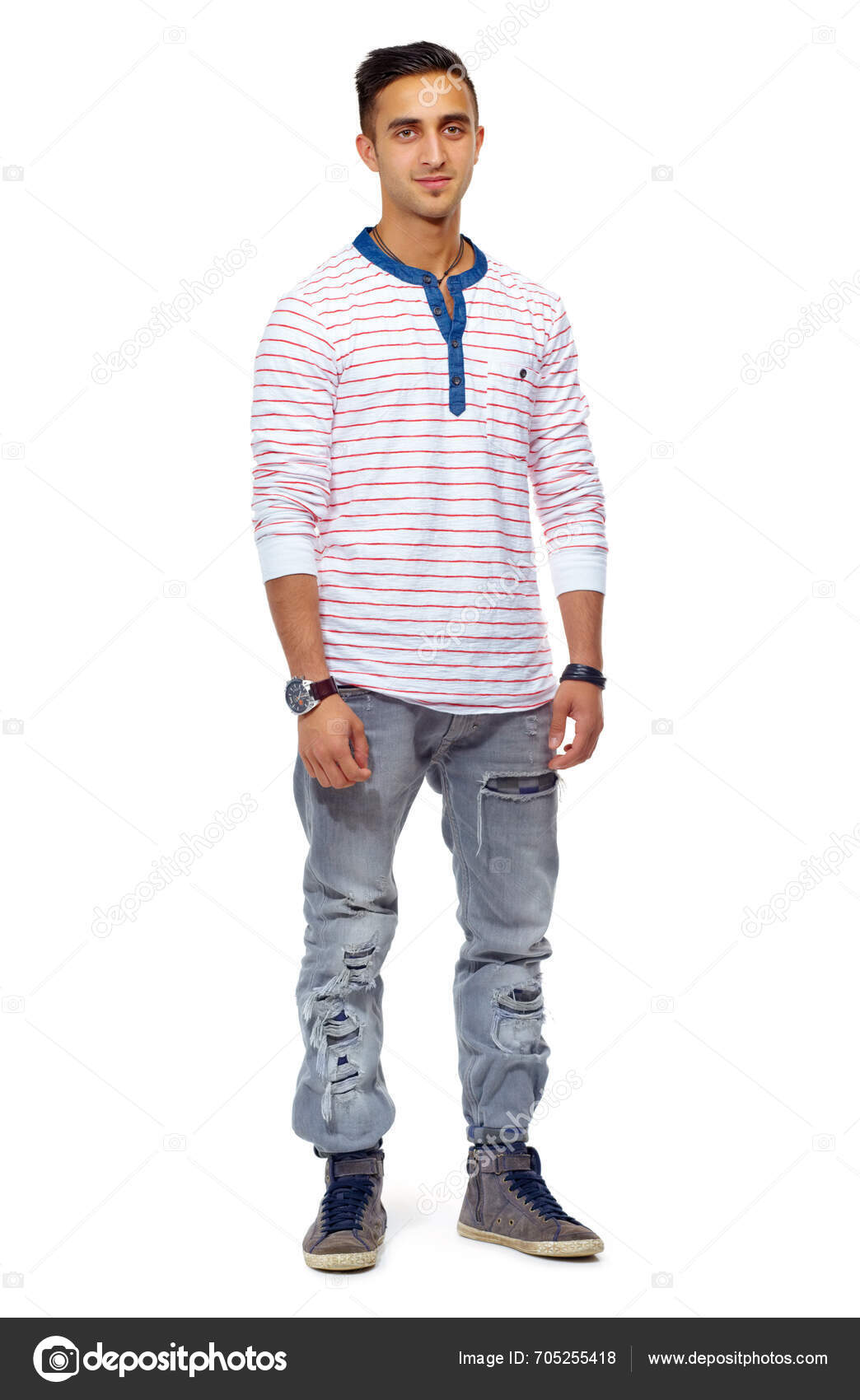 Portrait Man Confidence Fashion Style Clothes Casual Outfit Studio ...