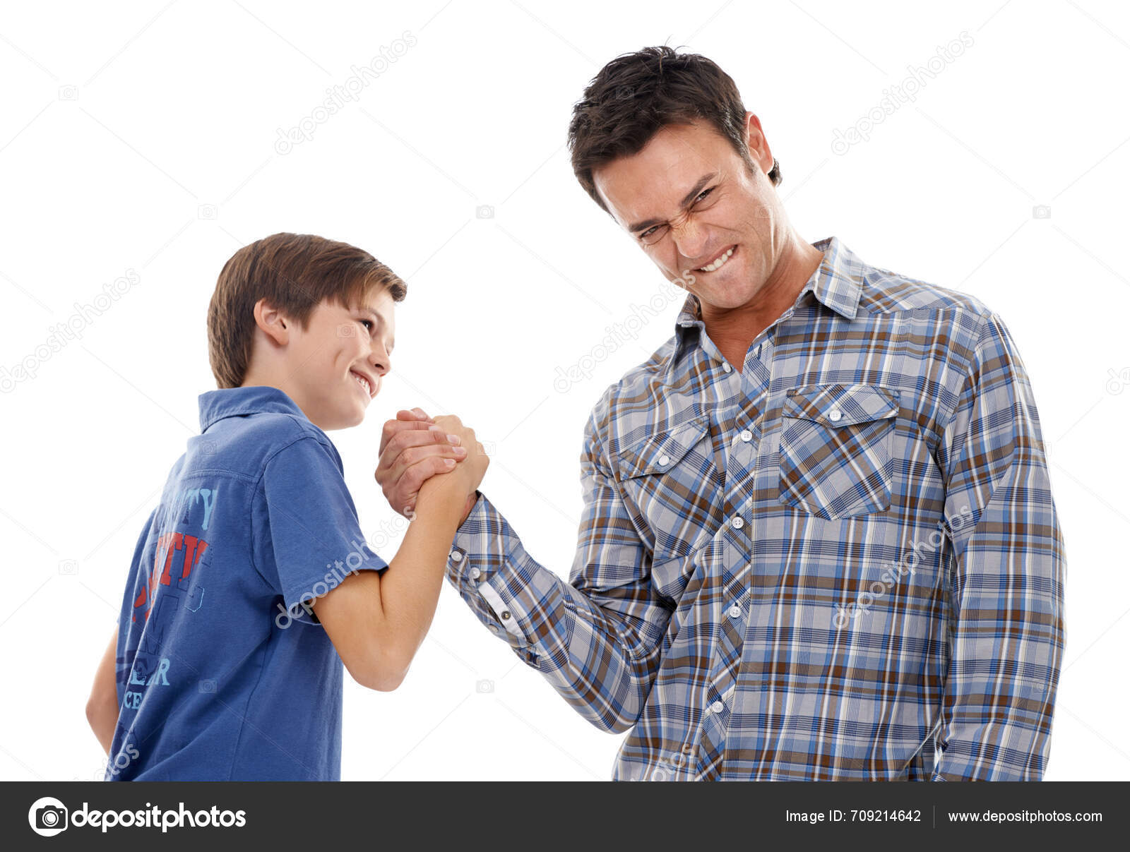 Father Portrait Arm Wrestle Child Game Strength Power Playful Bonding ...