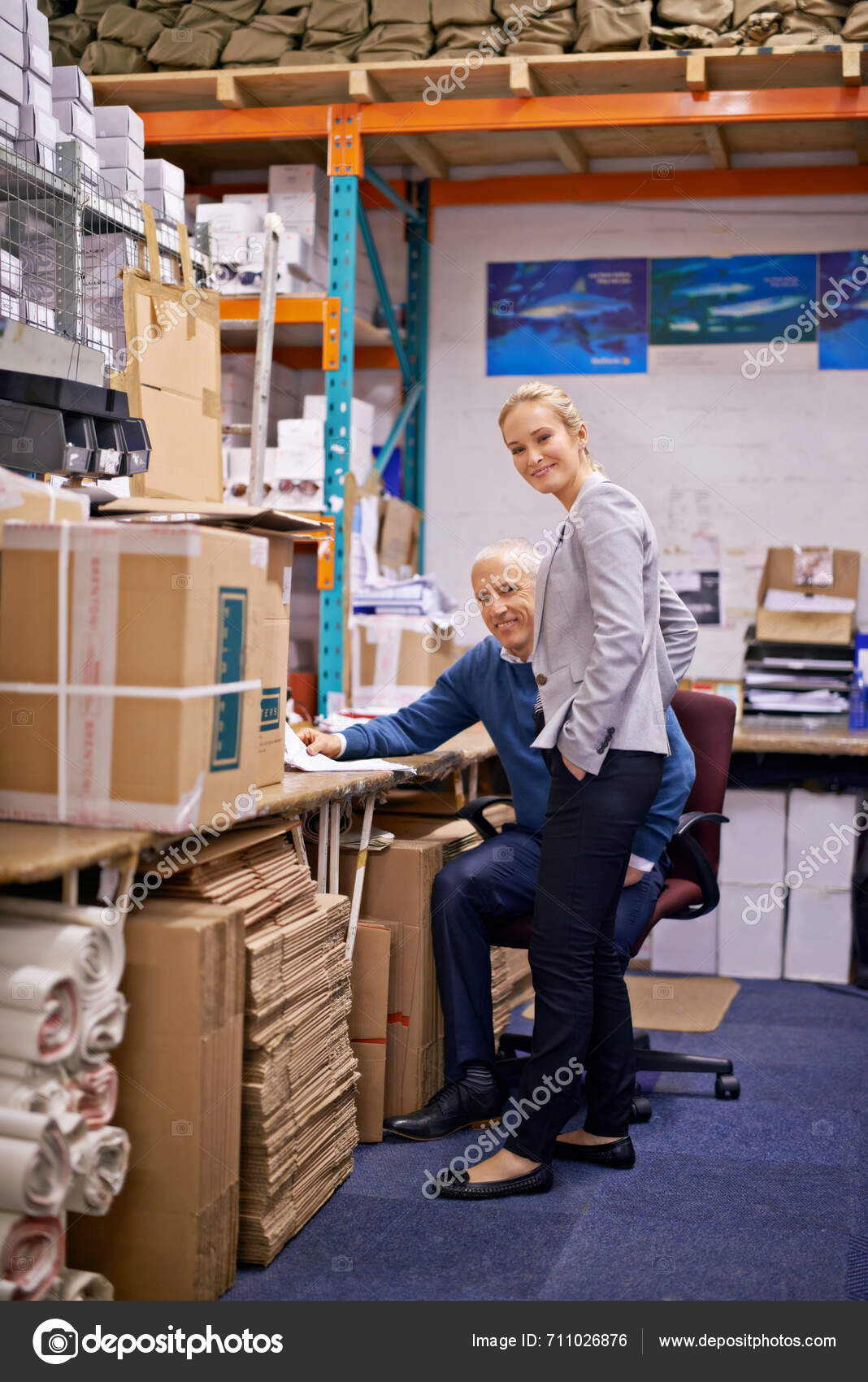 Business People Supervisor Portrait Teamwork Warehouse Inventory ...