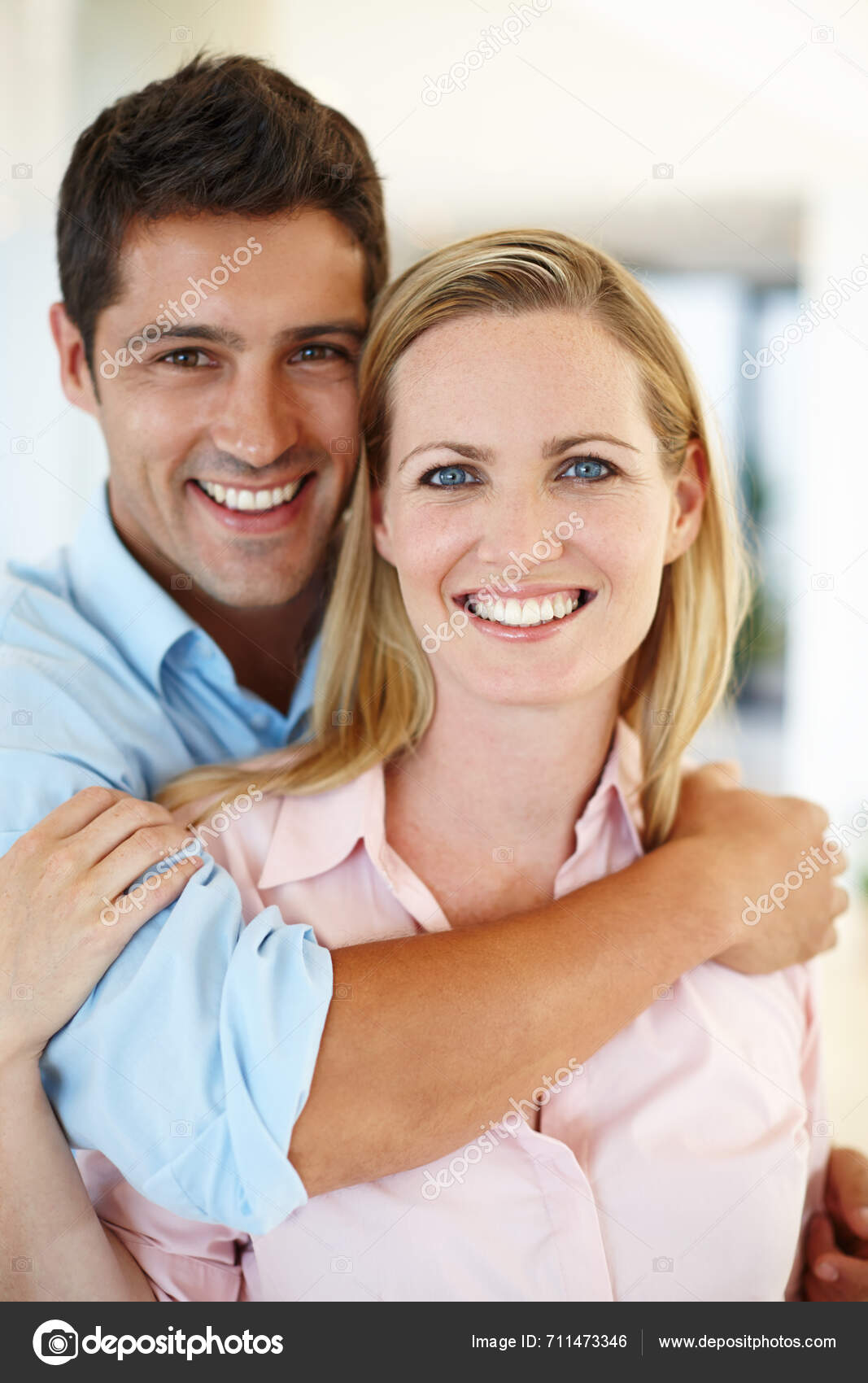 Happy Couple Portrait Hug Connection Home Relationship Bonding Together ...