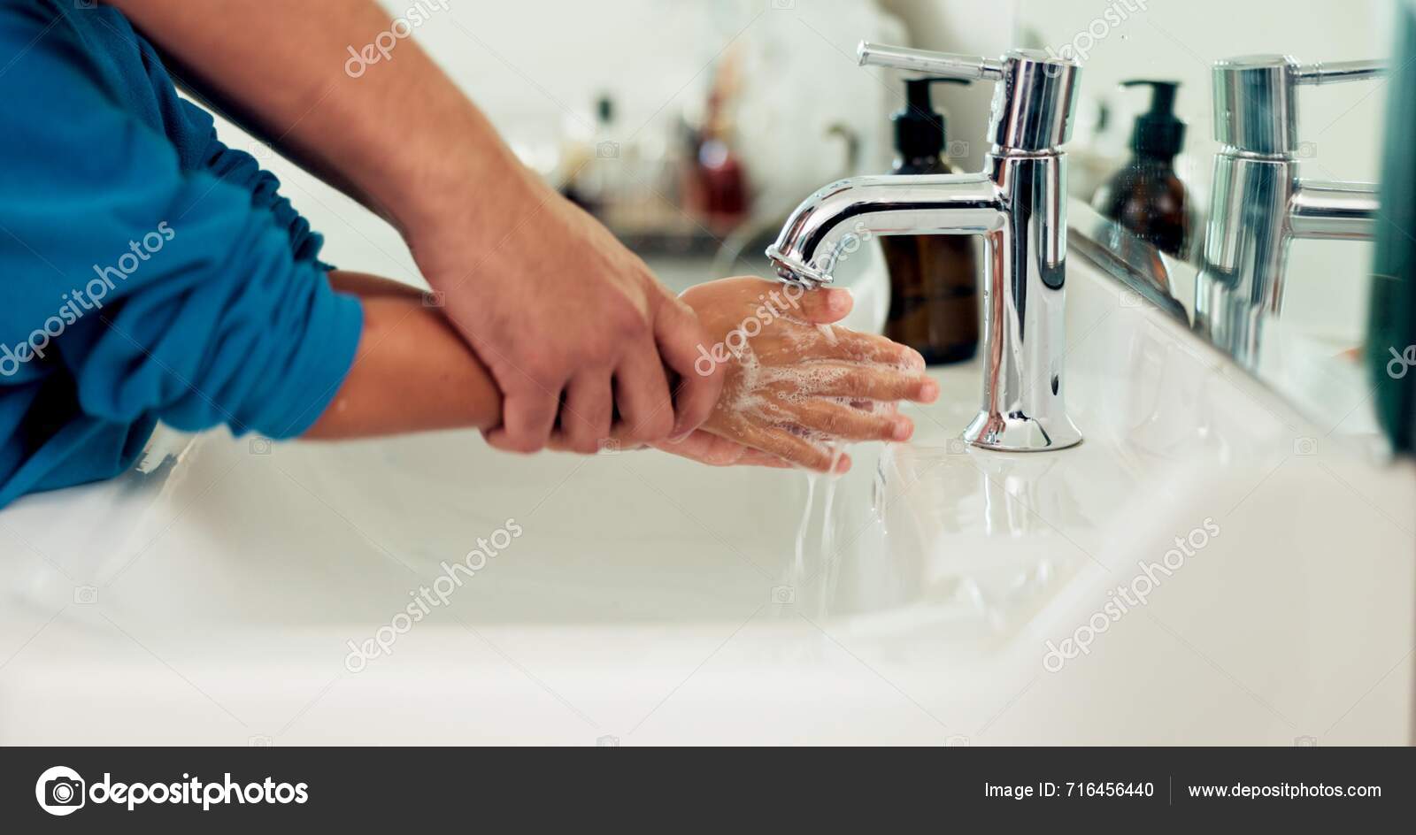 Hands Washing Parent Helping Kid Hygiene Health Water Child Development ...