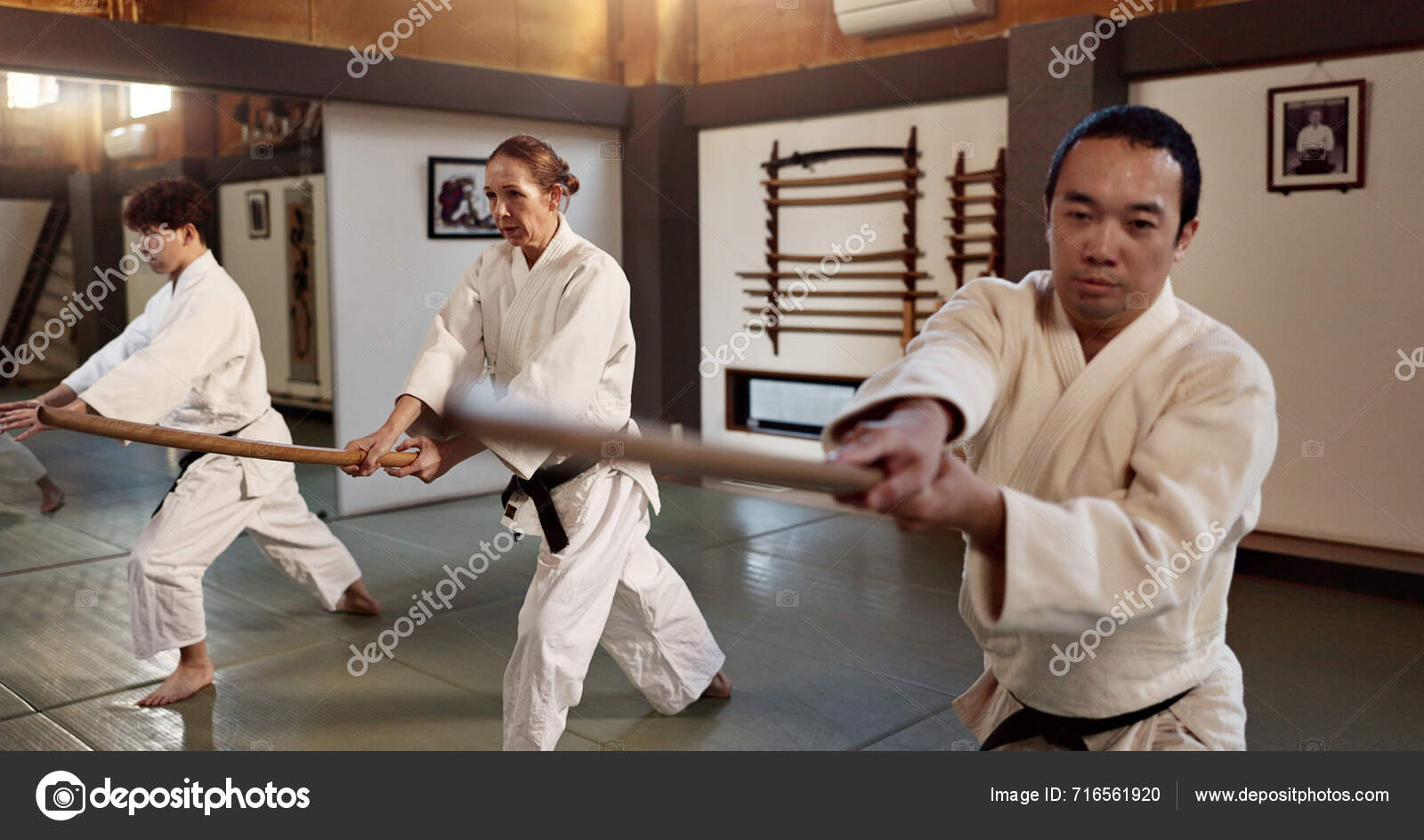 Aikido Black Belt Fight Class Weapon Training Physical Self Defence ...