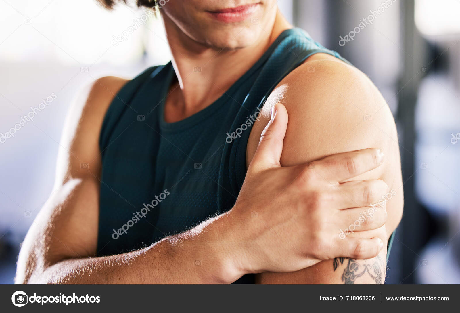 Gym Hand Man Hurt Arm Muscle Strain Overworked Body Training — Stock ...