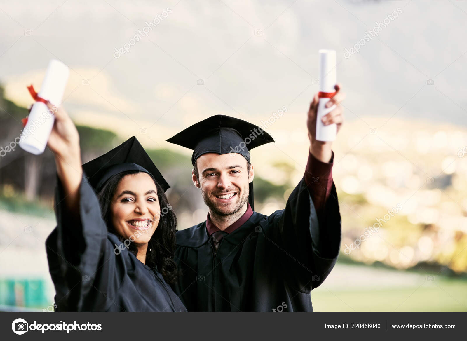 Students Graduation Smile Hands Campus Celebration Success People Happy ...