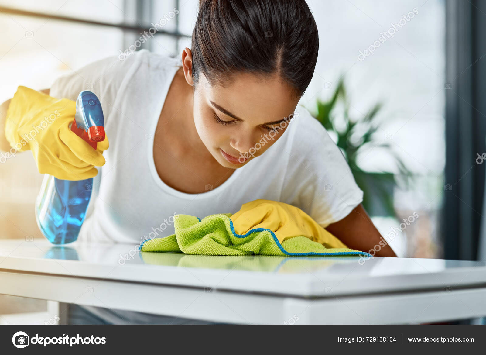 Cleaning Woman Spray Detergent Kitchen Counter Disinfect Hygiene Safety ...