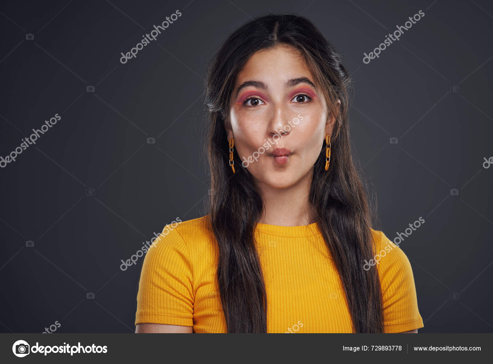 Goofy Expression Portrait Girl Studio Comedy Funny Joke Playful Black ...