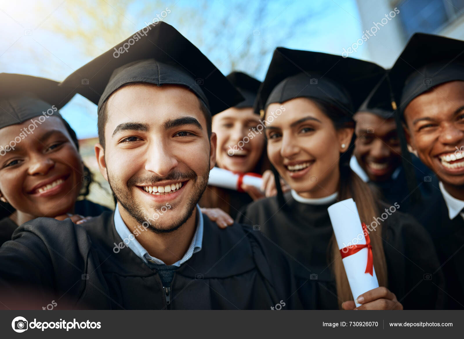 Students People Happy Selfie Graduation Campus Celebration Success ...