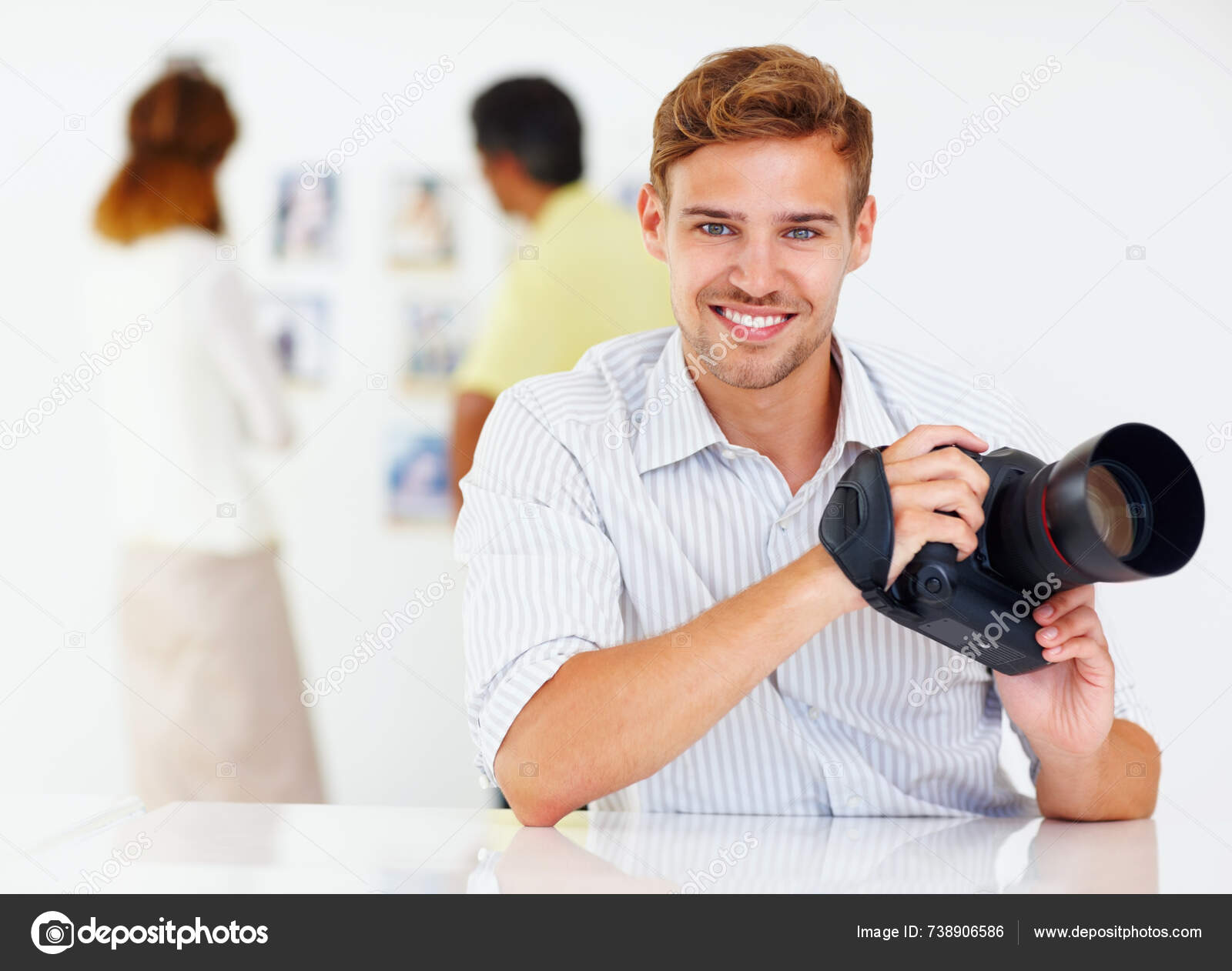 Portrait Photographer Man Camera Happy Photography Office Confident ...