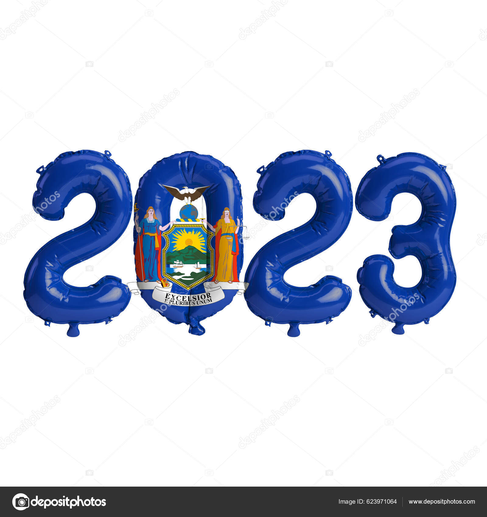 Illustration 2023 Balloons New York Flag Color Isolated White ...