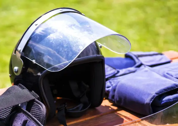 Police protective clothes. A helmet, armor - a bulletproof vest, a ...