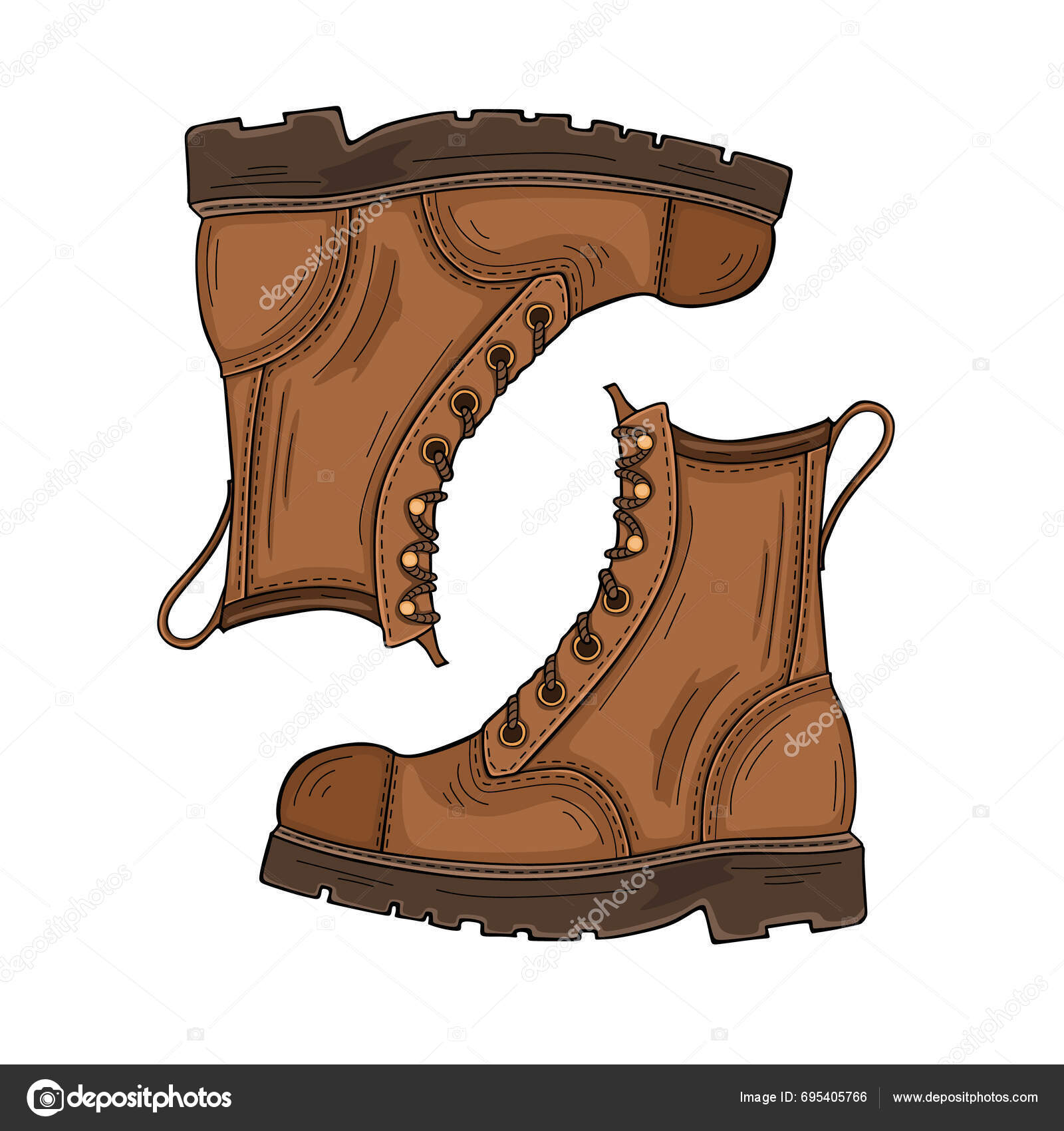 Pair Men's Leather Brown Boots White Background Stock Vector by ...