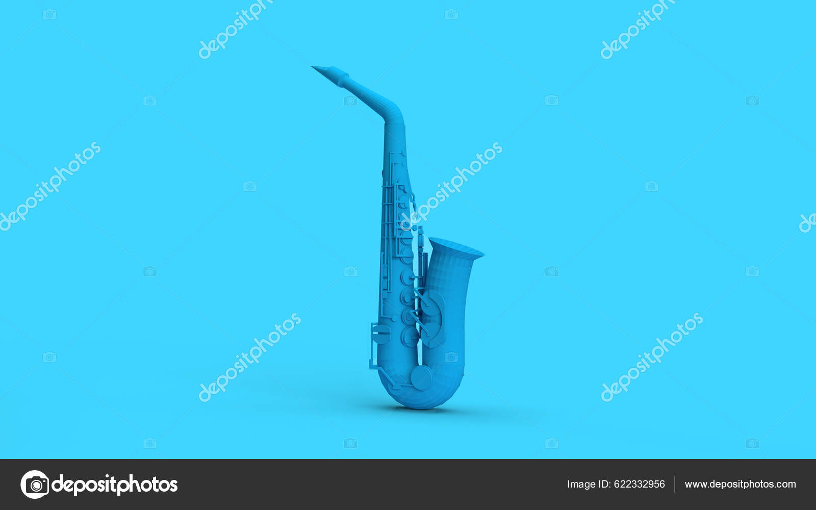 Render Blue Saxophone Blue Background Musik Minimalism — Stock Photo ...