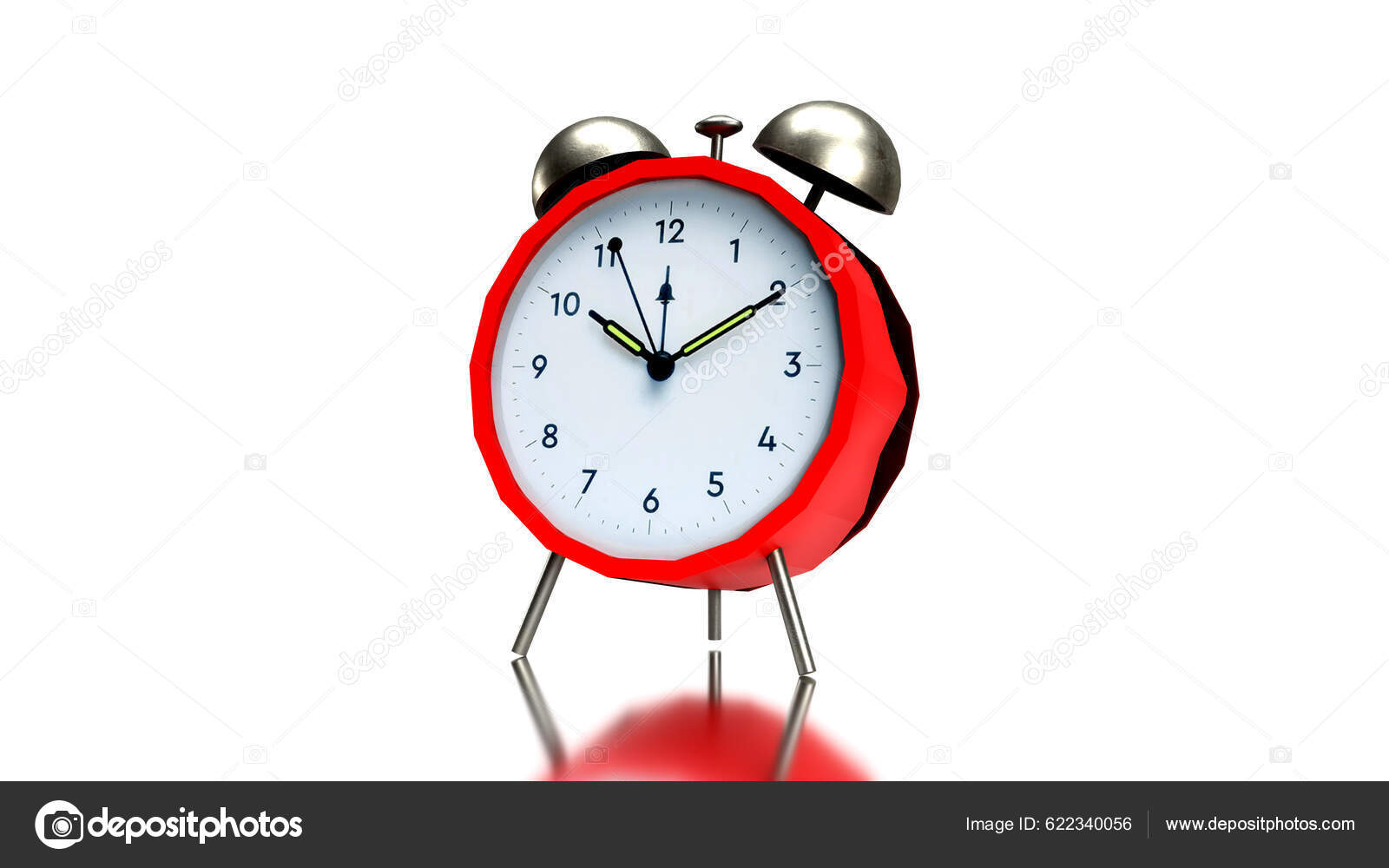Render Red Bright Alarm Clock Old Background White Dial Morning — Stock ...