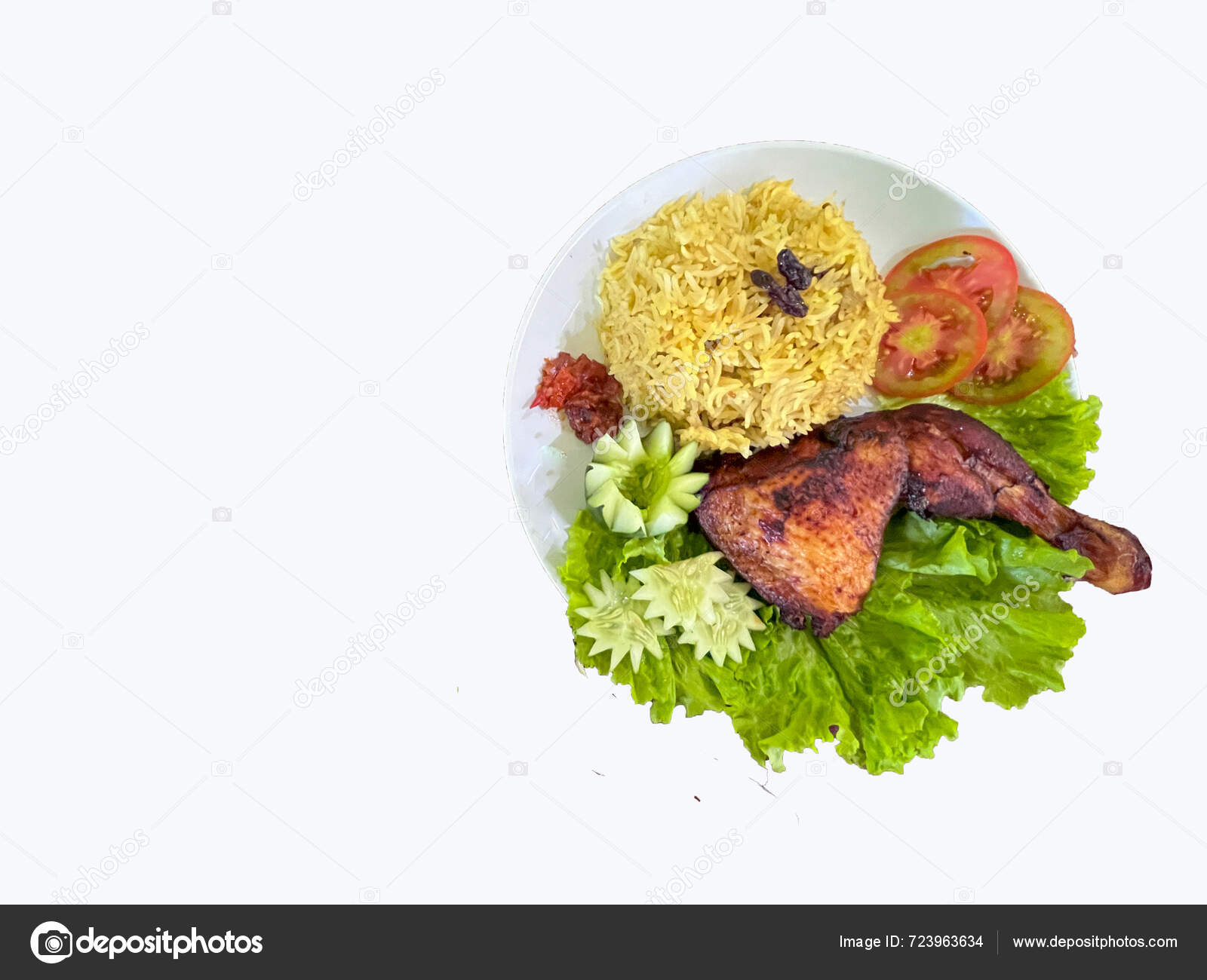 Chicken Kebuli Rice Nasi Ayam Kebuli Served Plate — Stock Photo ...