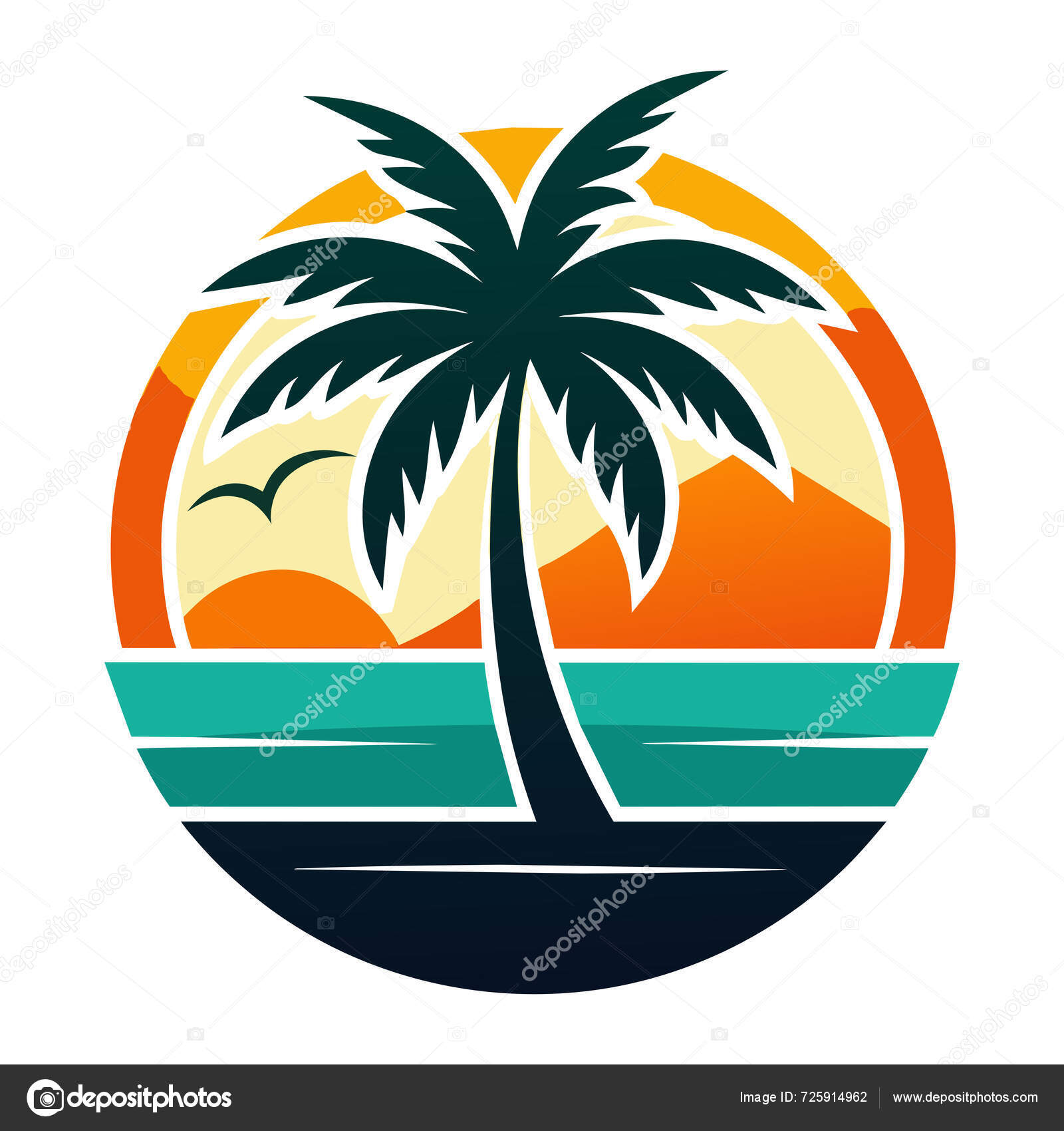 Retro Sunset Summer Design Palm Tree — Stock Photo © Royal_Lily_Stock ...