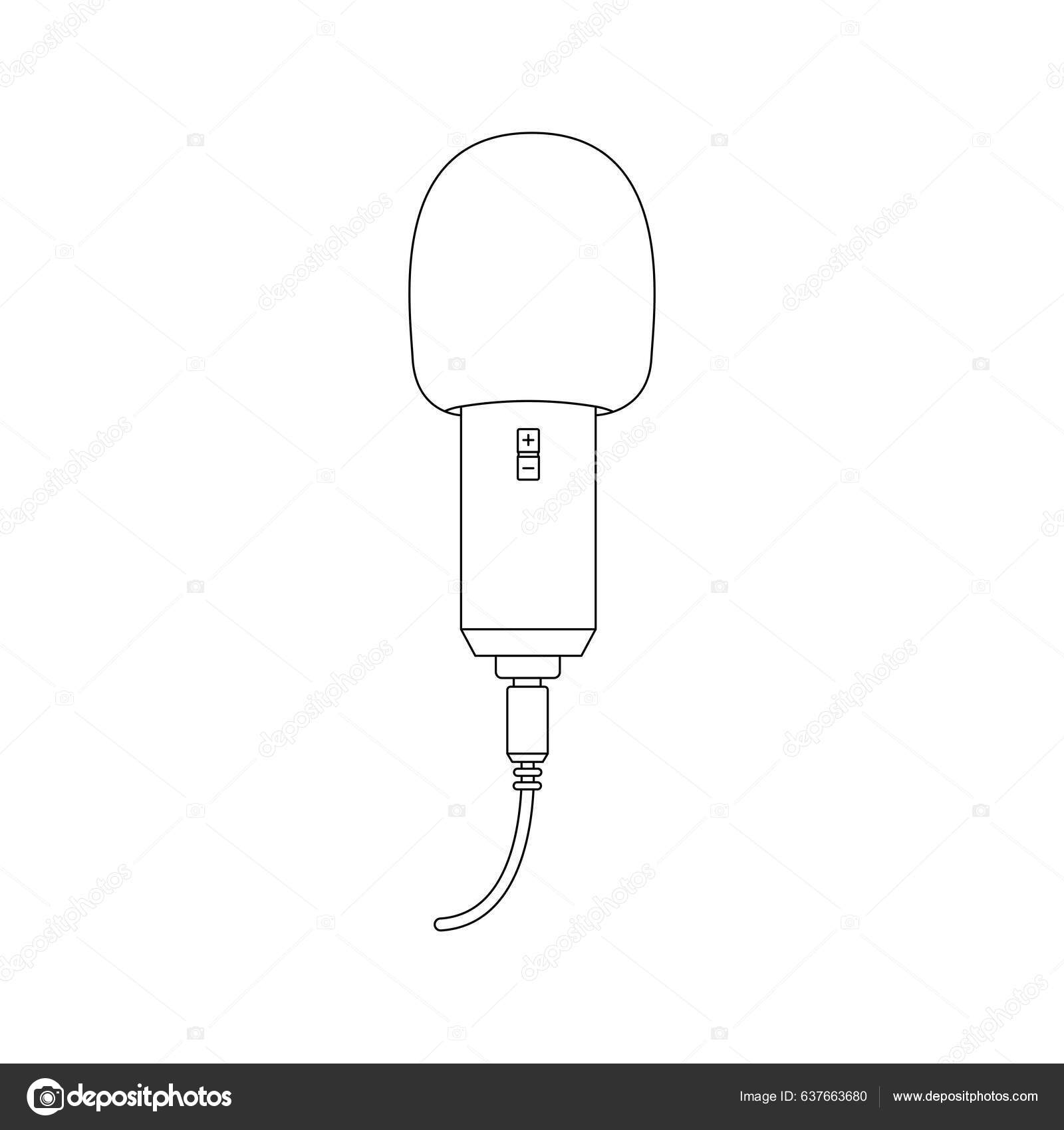 Microphone Outline Icon Illustration Isolated White Background Stock ...