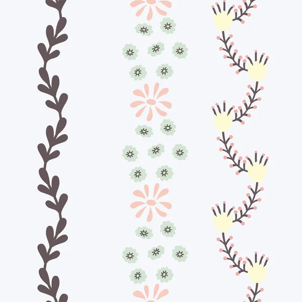 Whimsical Spring Florals Vector Seamless Vertical Borders Set Stock ...
