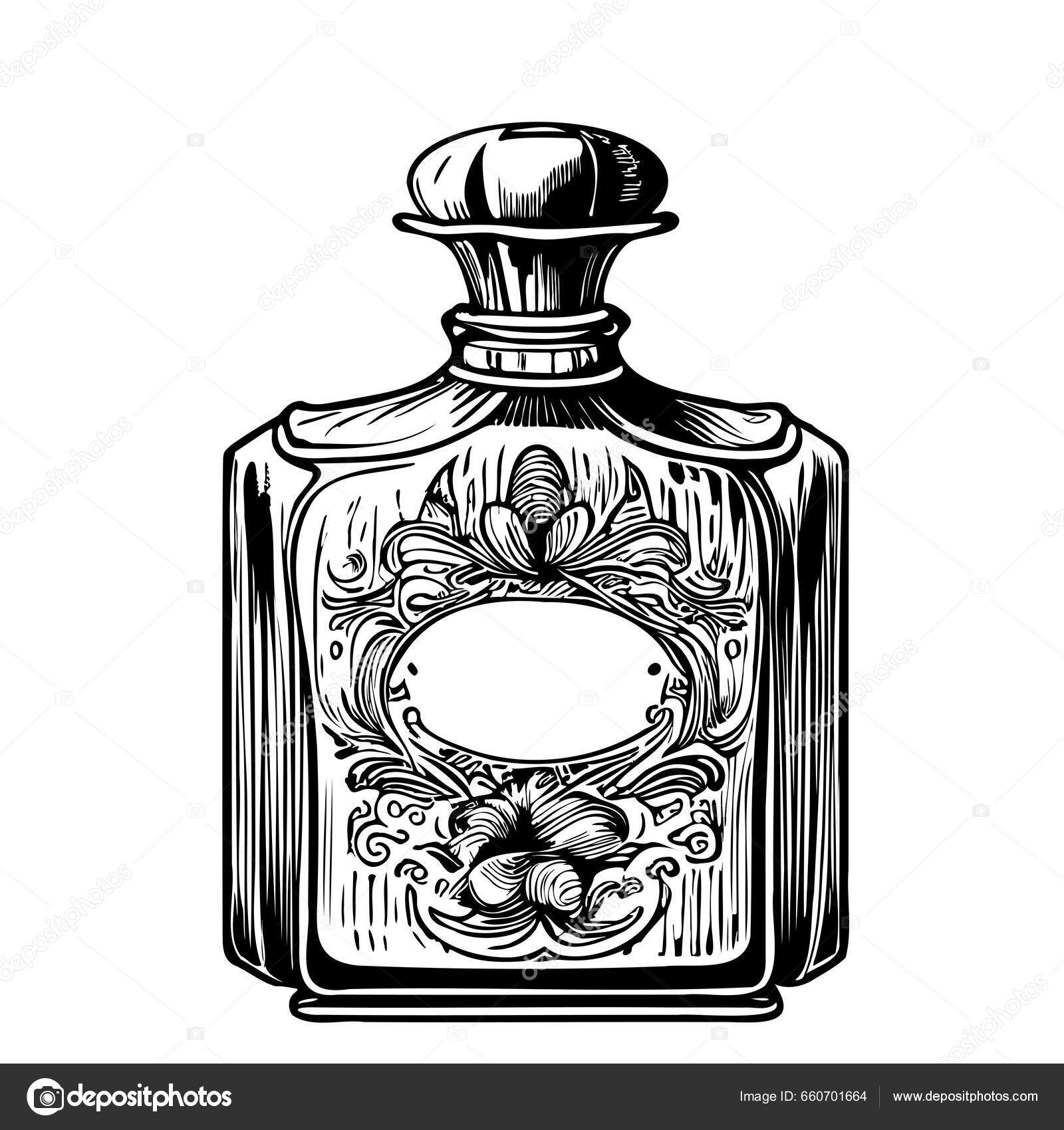 Dessin D'un Flacon De Parfum Vintage
