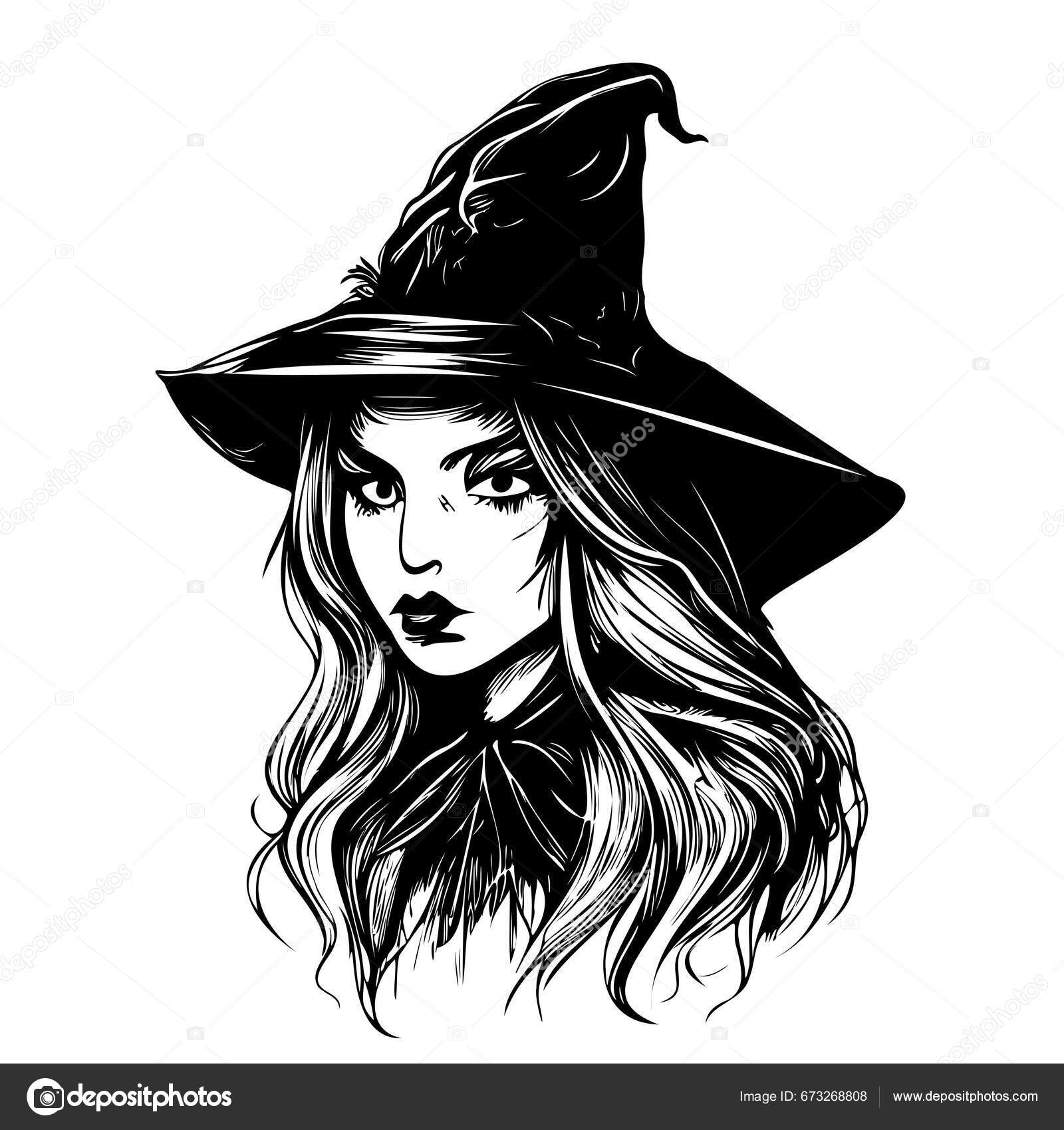 Cabeza Joven Brujo Vector Boceto Halloween Vector de stock #673268808 ...