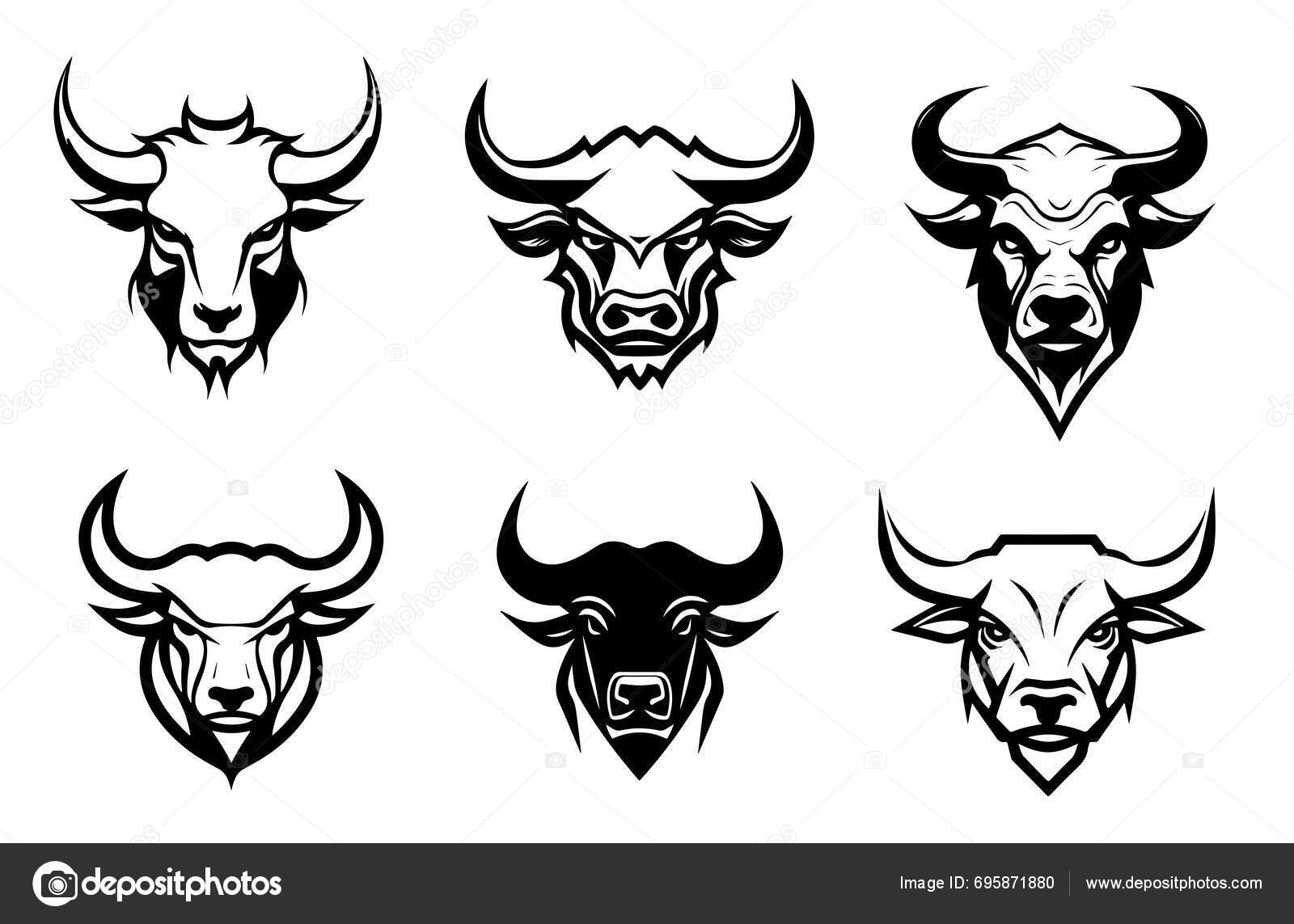 Logo Cabeza Toro Enojado Ilustración Detallada Del Vector Contorno ...
