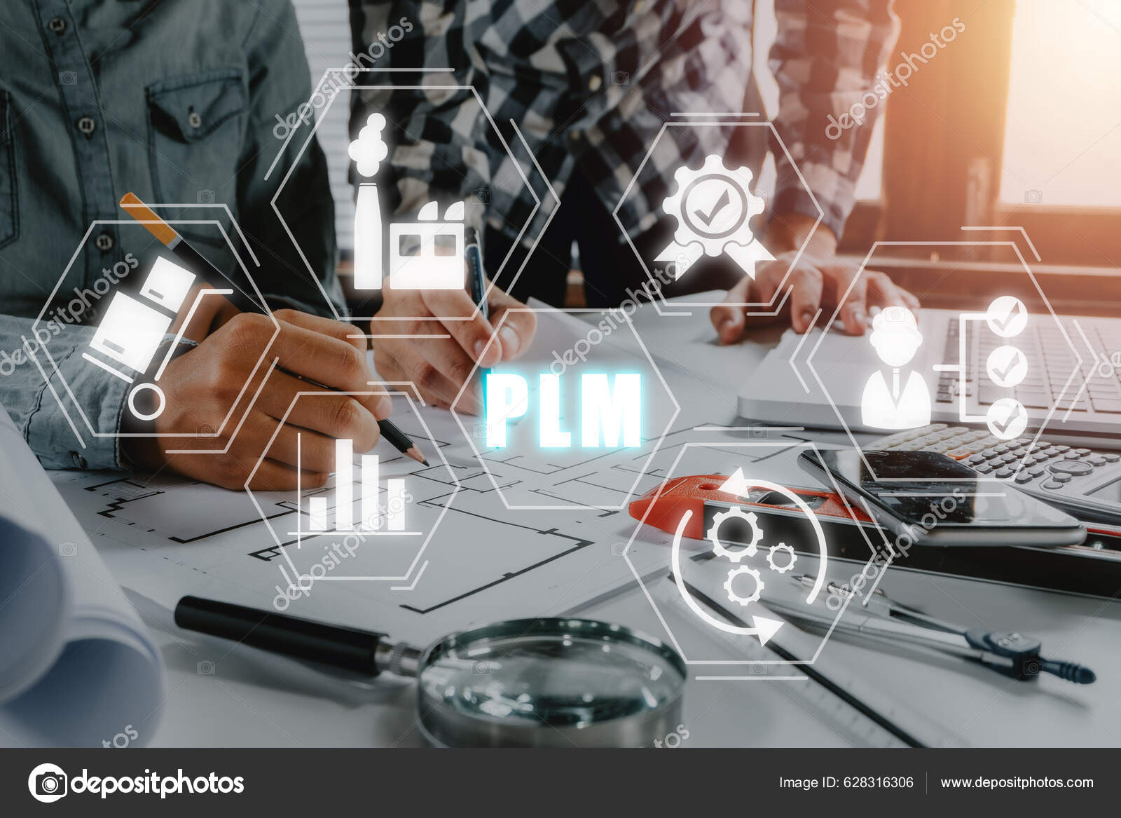 Plm Industry Product Lifecycle Management Concept Construction Team ...