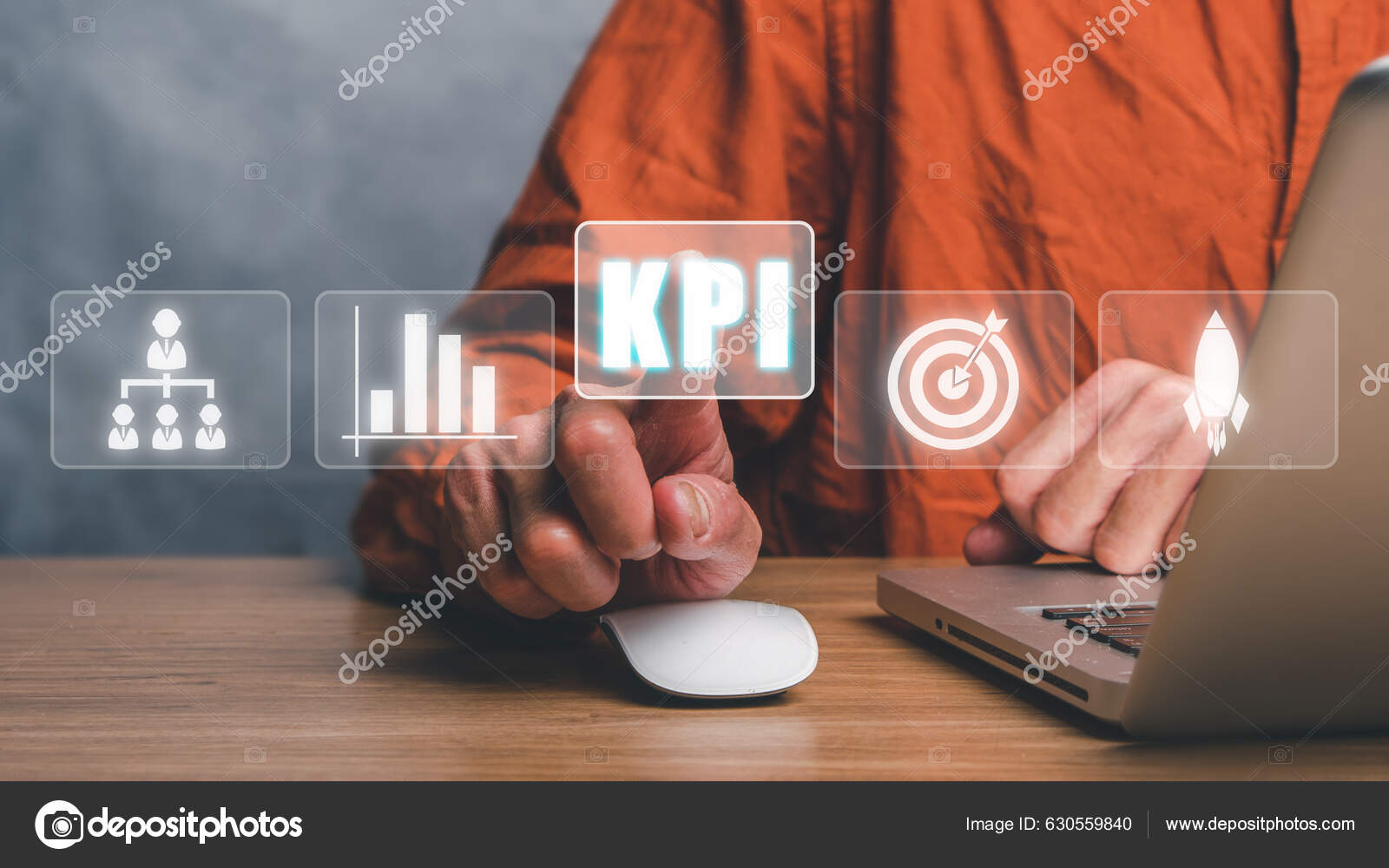 Kpi关键性能指标业务与行业分析概念 人与人在虚拟屏幕上触摸Kpi图标 ——图库图片 © mc_stockphoto.hotmail.com ...