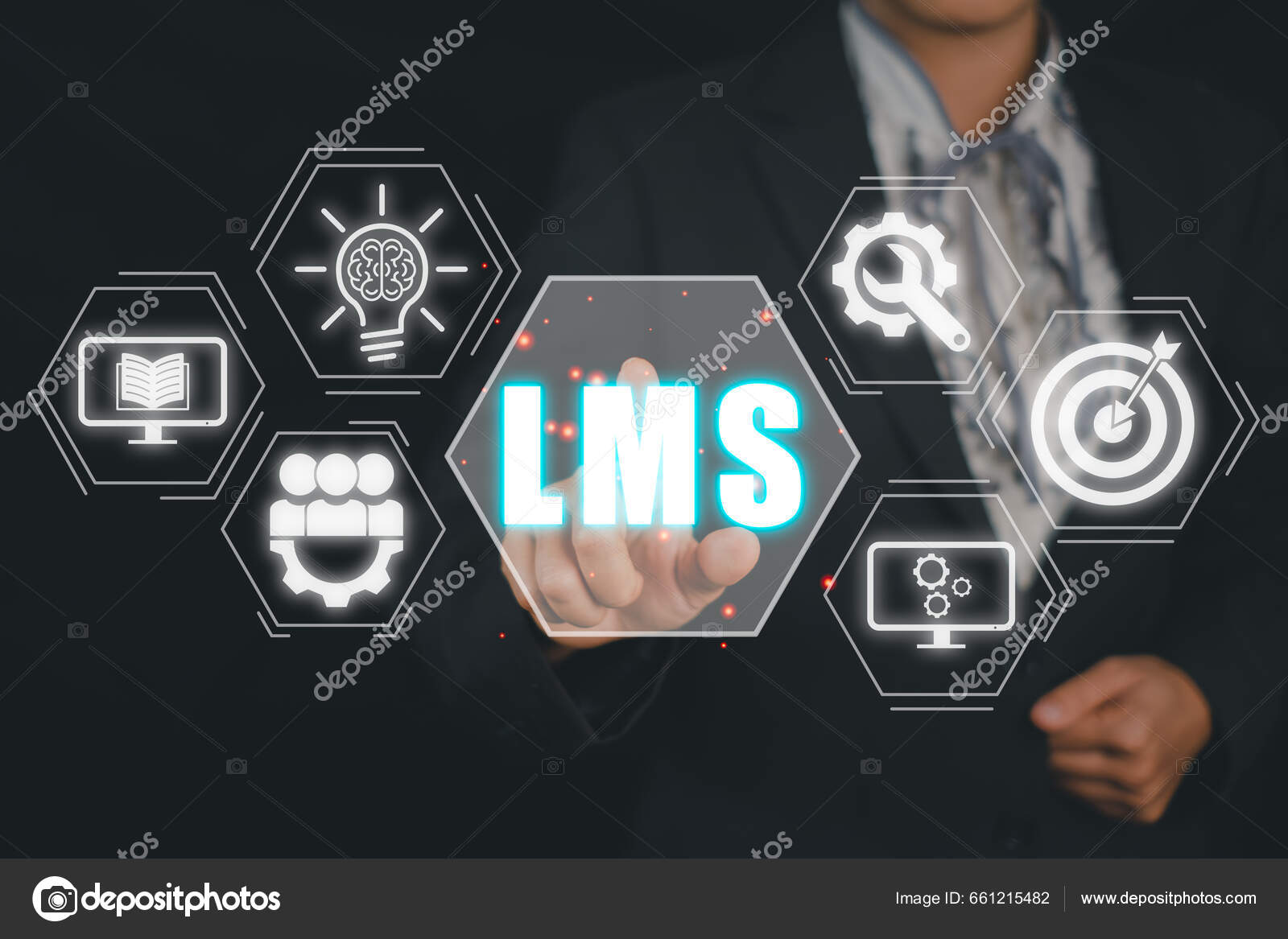 Lms Learning Management System Concept Business Person Hand Touching ... Lms Learning Management System Concept Business Person Hand Touching ...