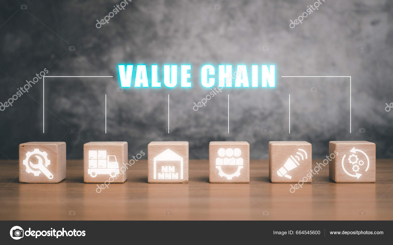 Value Chain Concept Wooden Block Desk Value Chain Icon Virtual Stock ...