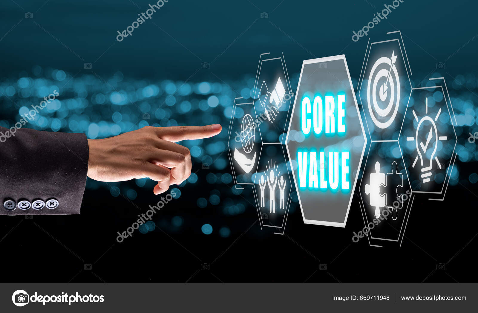 Core Values Corporate Values Concept Businessman Hand Touching Core ...