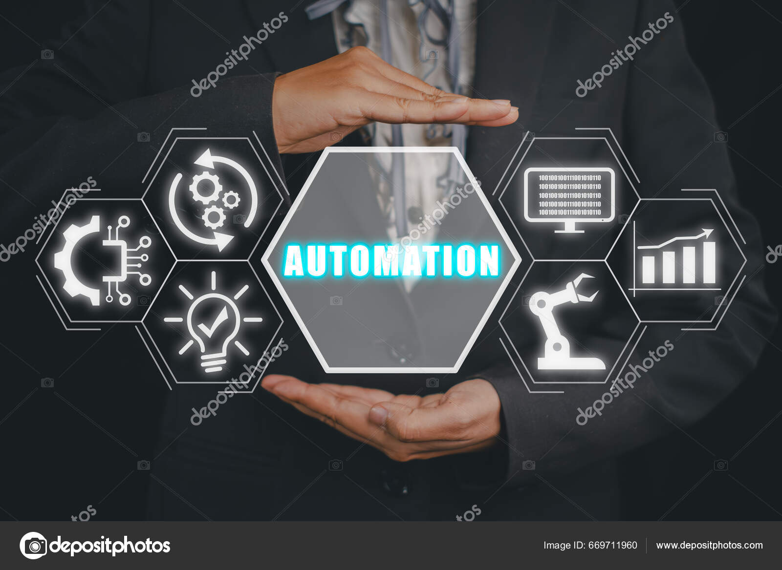 Automation Business Technology Concept Person Hand Holding Automation ...
