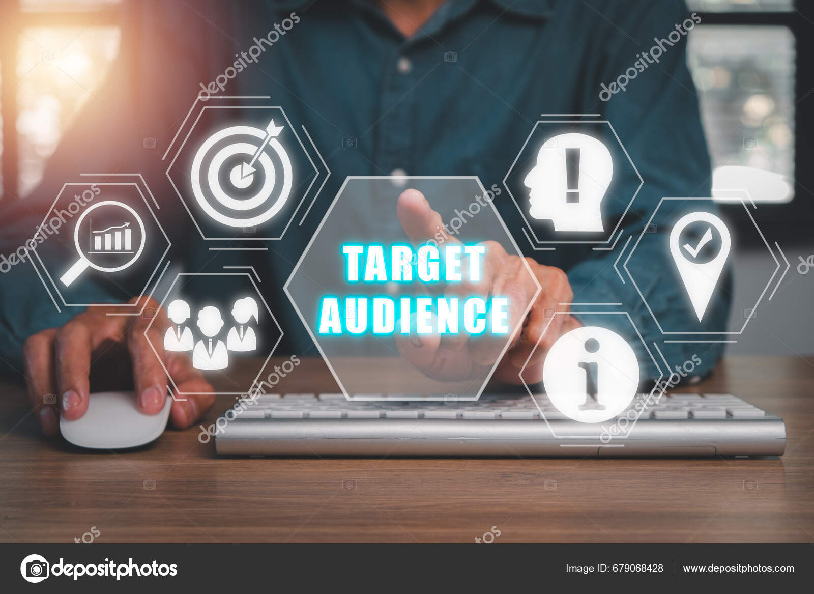 Target Audience Concept Businessman Using Computer Target Audience Icon ...