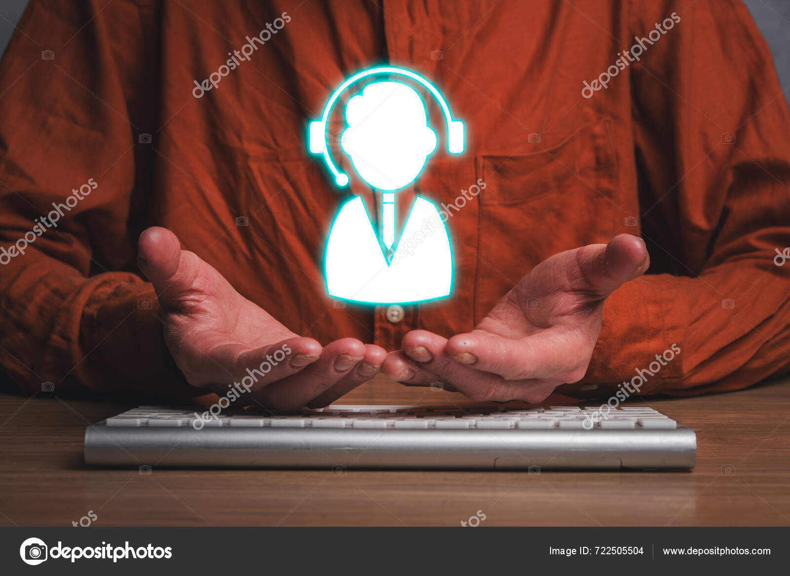 Technical Support Customer Service Concept Businessman Hands Holding ...