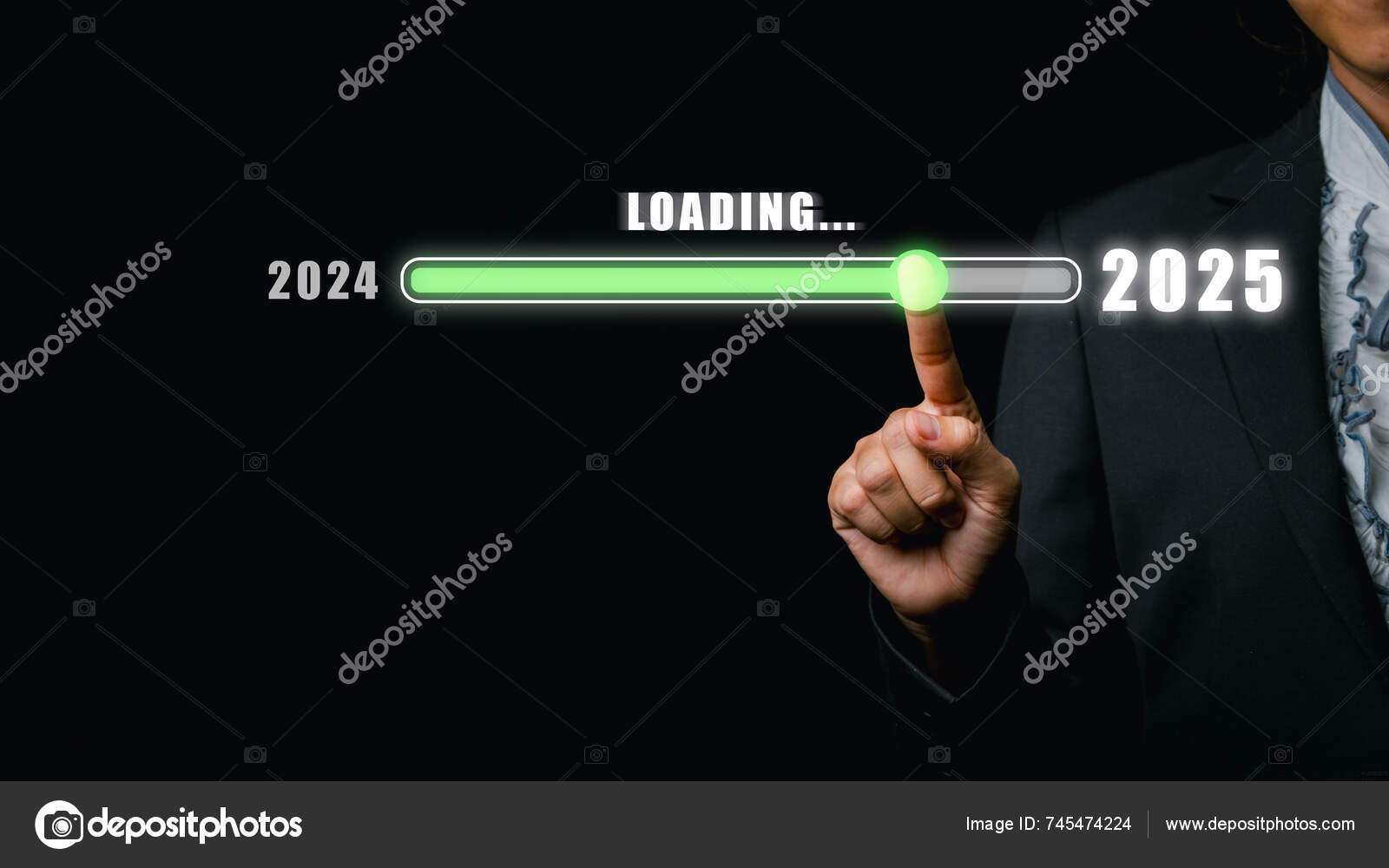 Conceptual Image Businessman Pointing Loading Bar Transitioning 2024 ...