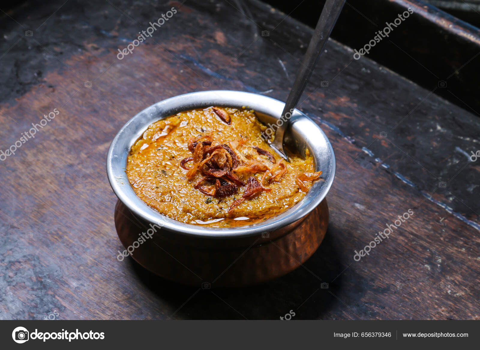 Mathrooba Chicken Haleem Halim Fried Onion Served Dish Isolated Red ...