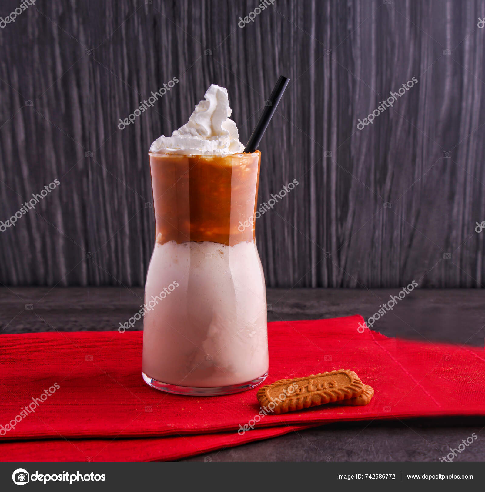 Lotus Tiramisu Milkshake Topped Whipped Cream Sprinkling Cocoa Powder ...