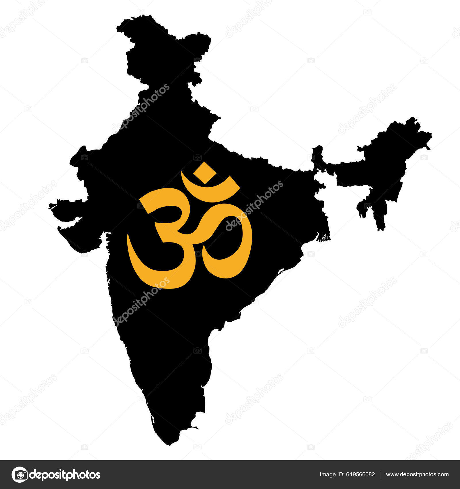India Map Hindu Symbol Isolated White Stock Vector by ...