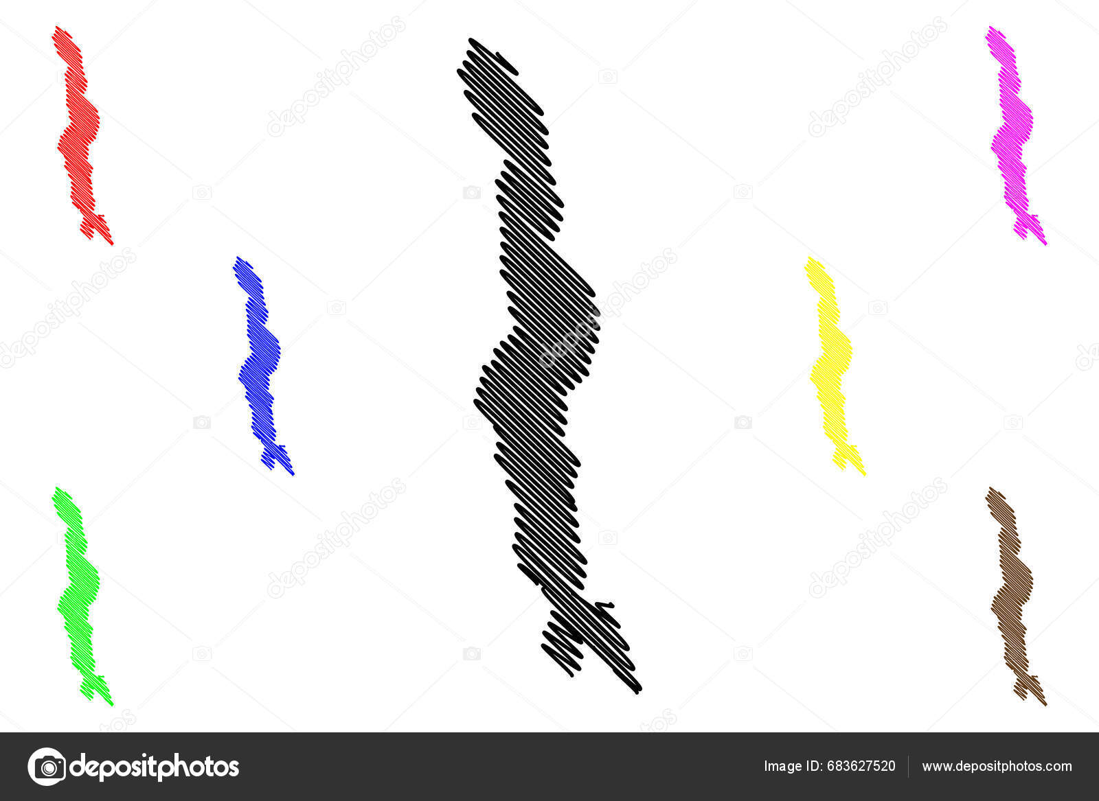 Lake Malawi Tanzania Africa African Great Lakes Map Vector Illustration ...