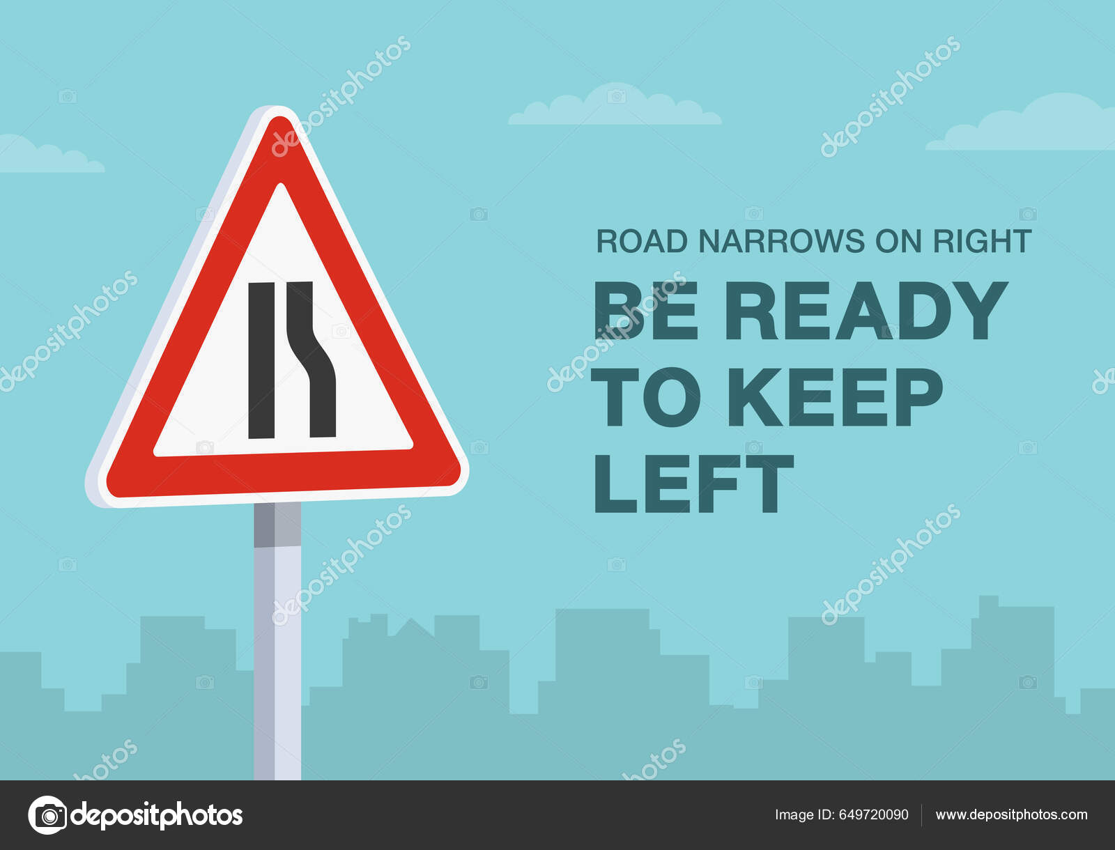 Safe Driving Tips Traffic Regulation Rules Road Narrows Right Ready ...