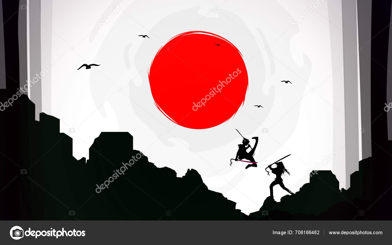 Samurai Red Moon Wallpaper Samurai Duel Wallpaper Swordsman Duel Two ...