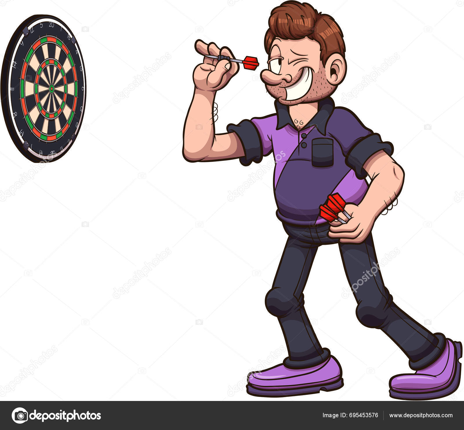Cartoon Darts Player Vector Clip Art Illustration Simple Gradients ...