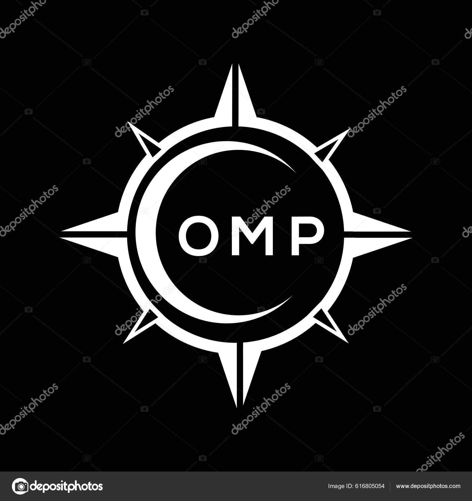 Omp Abstract Technology Circle Setting Logo Design Black Background Omp ...