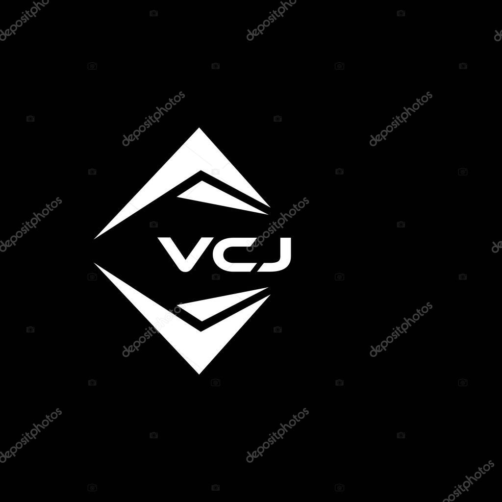 Diseño de logotipo de tecnología abstracta VCJ sobre fondo negro. VCJ ...