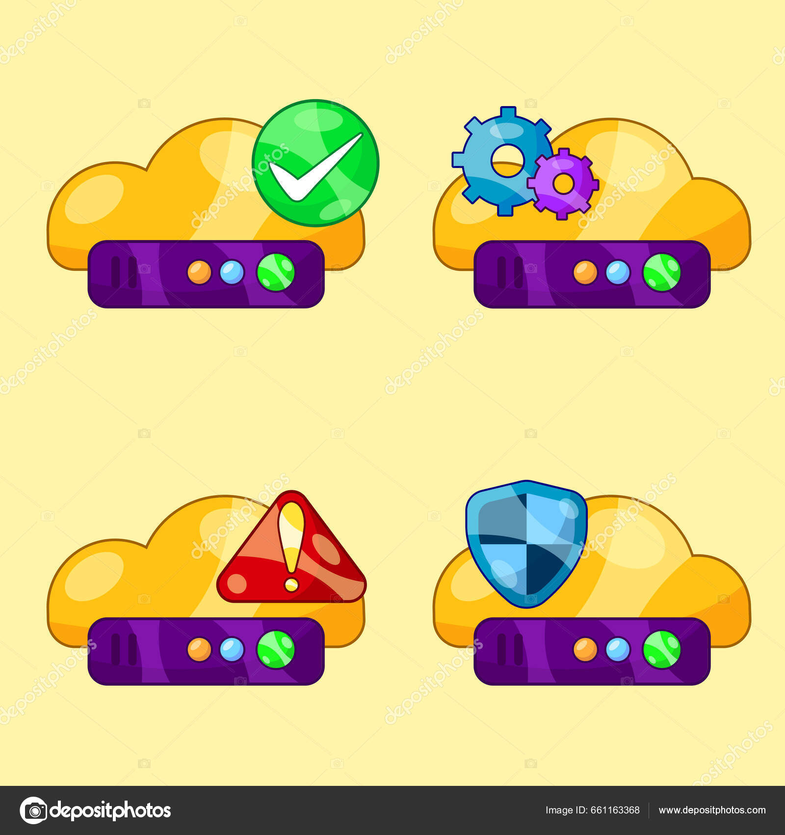 Server Cloud Database Vector Set Stock Vector by ©zikku_creative 661163368