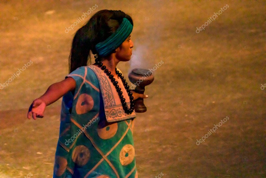 Xcaret, Mexico - January 25, 2023: Mayan citizen in a pre-Hispanic ...