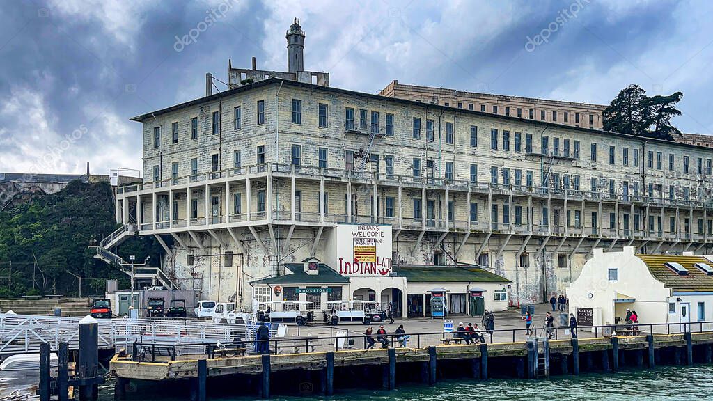 San Francisco; USA; June 7, 2023: Entrance to the Alcatraz State Prison ...