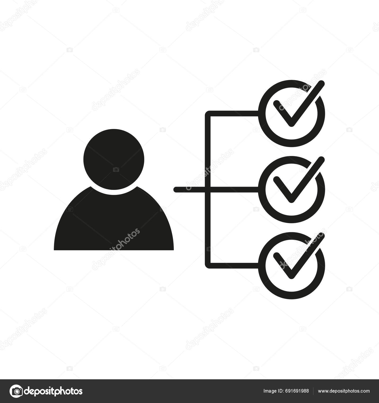 Tjekliste Med Mand Silhuet Ikon Kandidatgodkendt Symbol ...