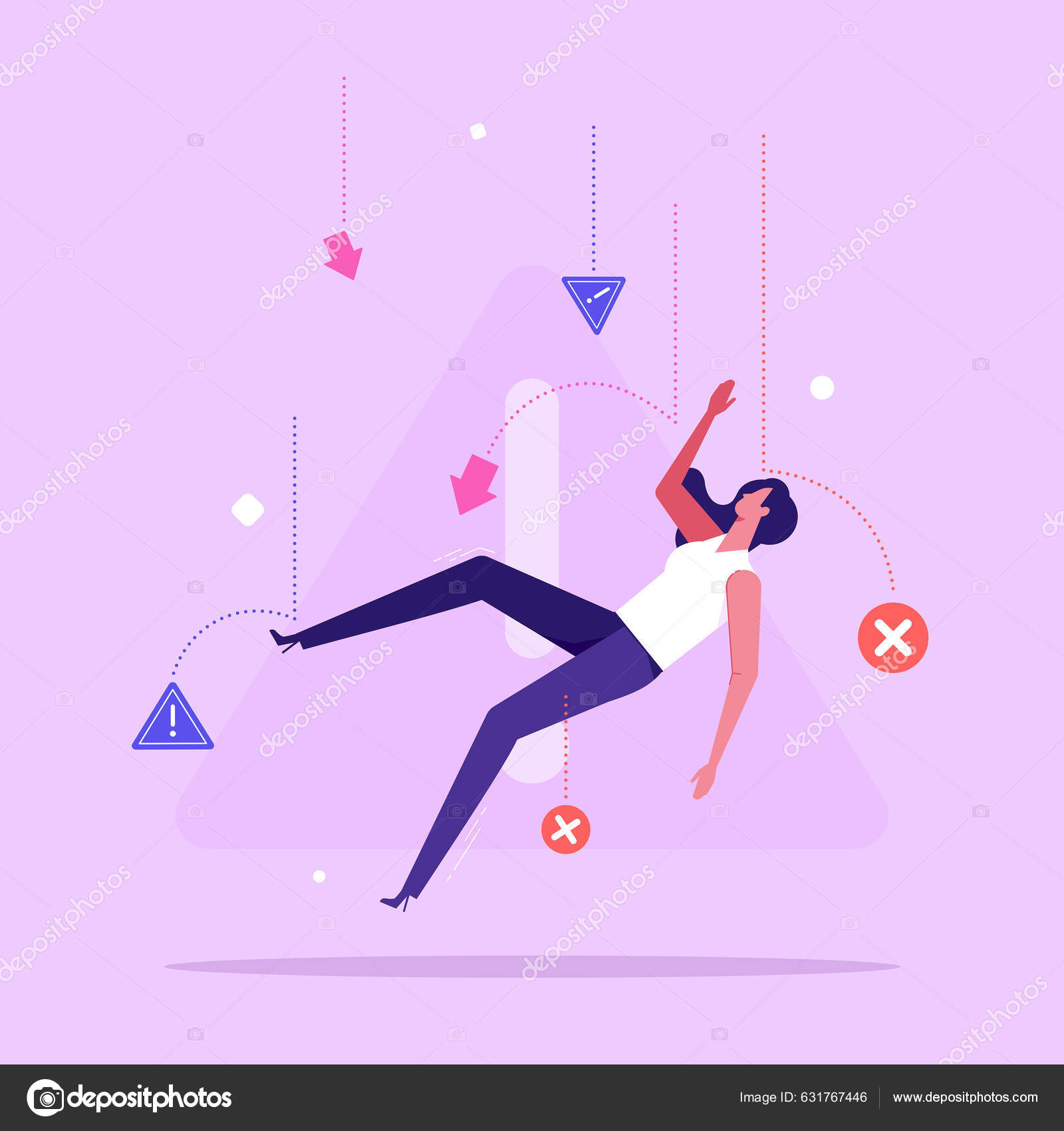 Falling Woman Surrounded Caution Signs Concept Business ... Falling Woman Surrounded Caution Signs Concept Business ...
