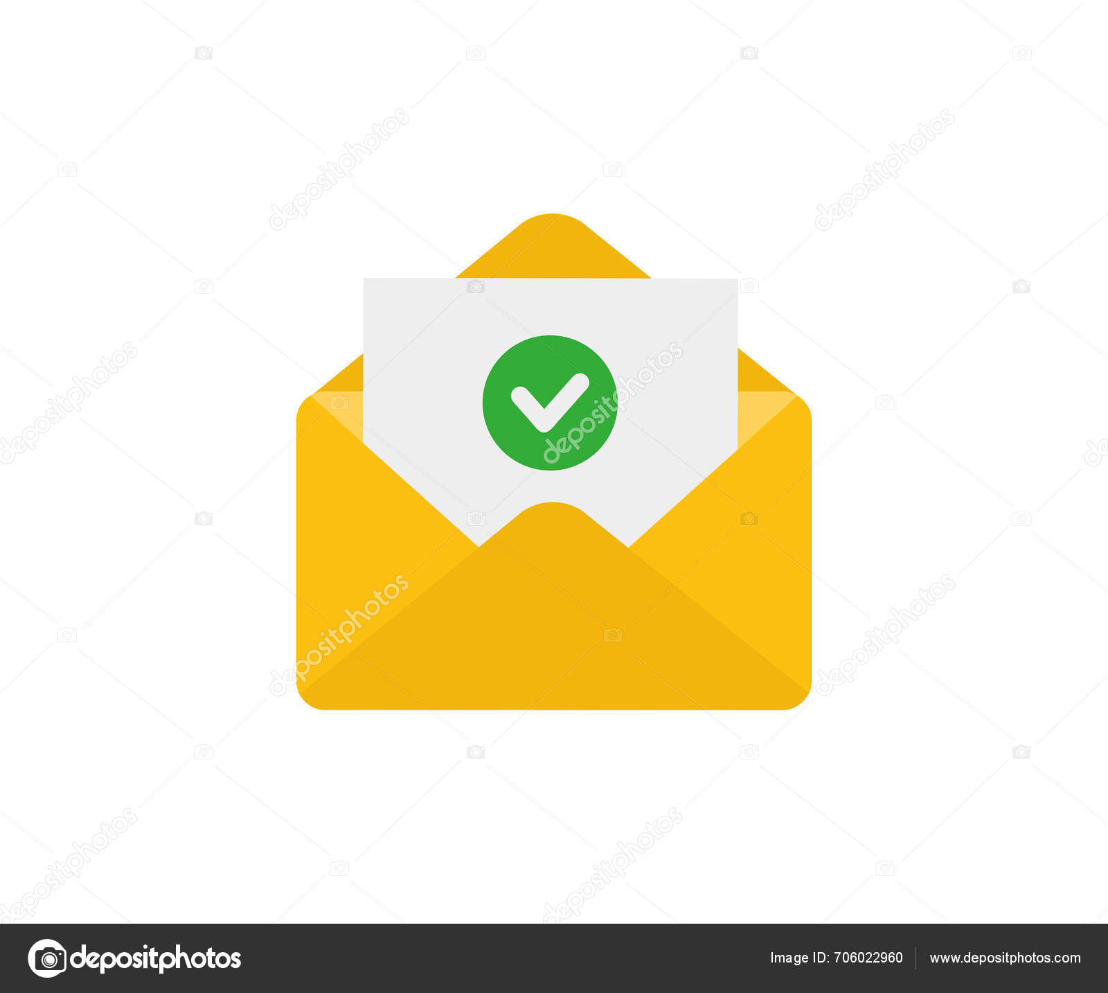 Check Mark Sign Open Mail Icon Mail Message Checked Mail Stock Vector ...