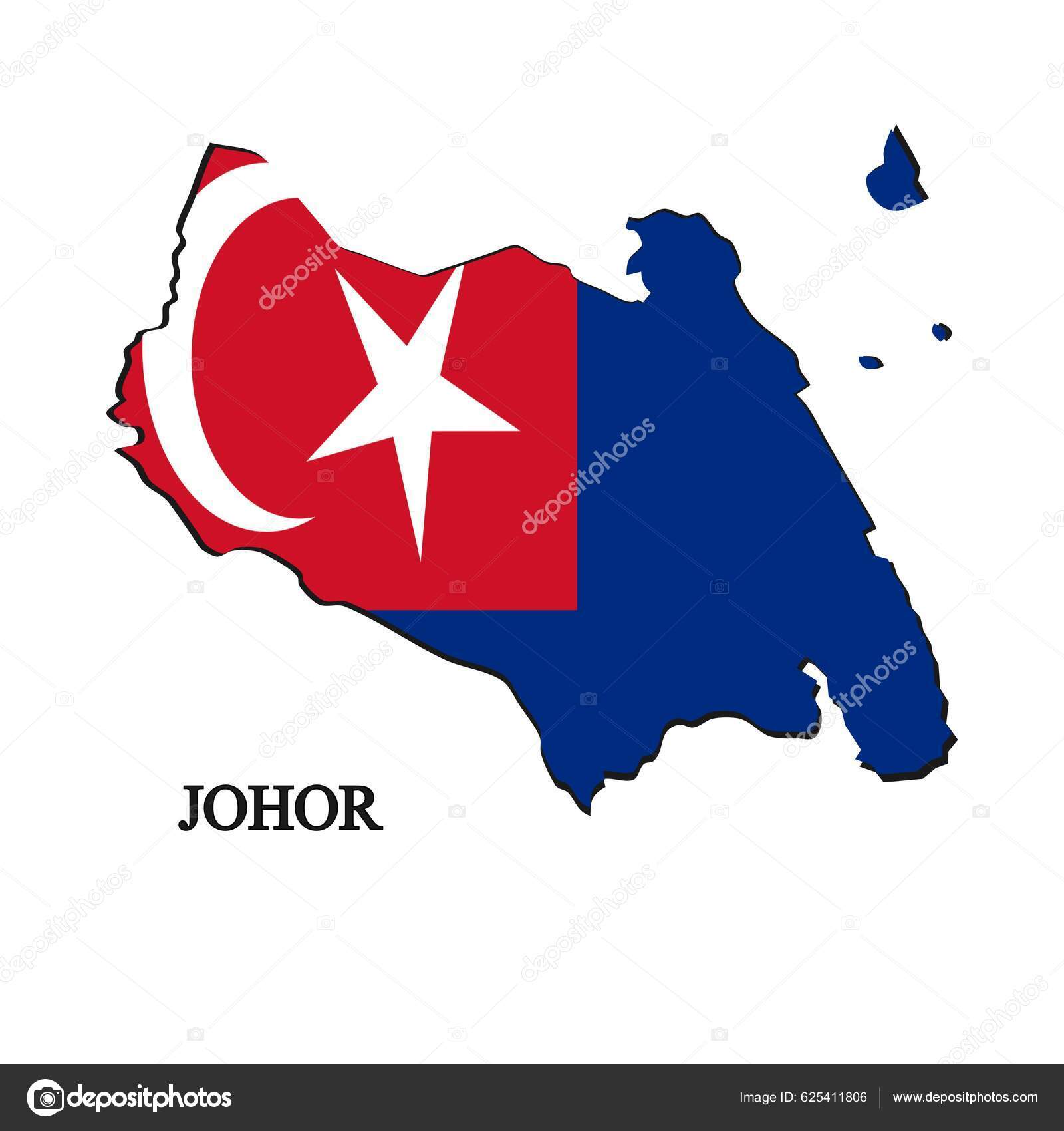Ilustrasi Vektor Peta Johor Kota Malaysia Negara Malaysia Vektor Stok ...